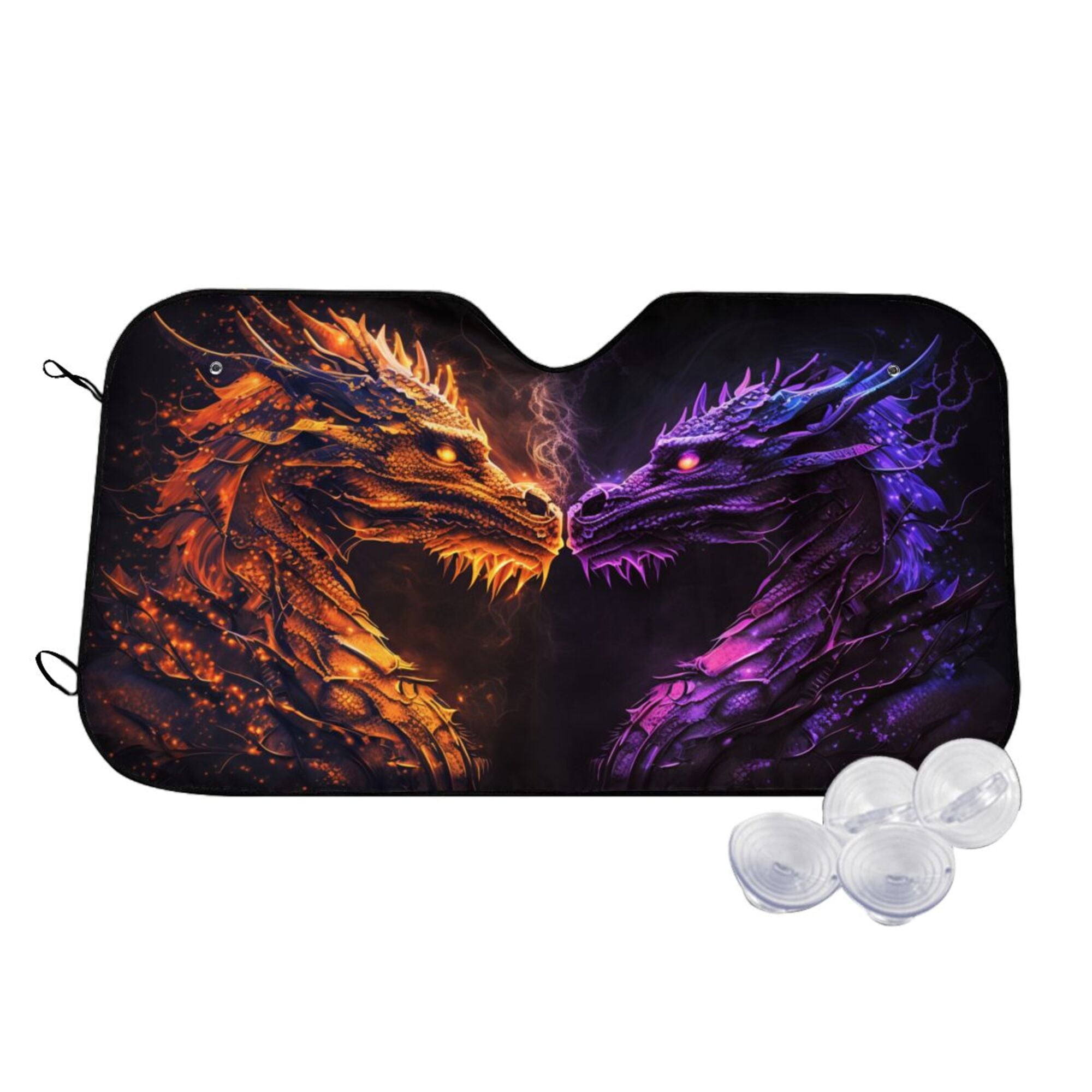 TEQUAN Sunshade for Car Windshield, Fantasy Purple Yellow Dragon ...