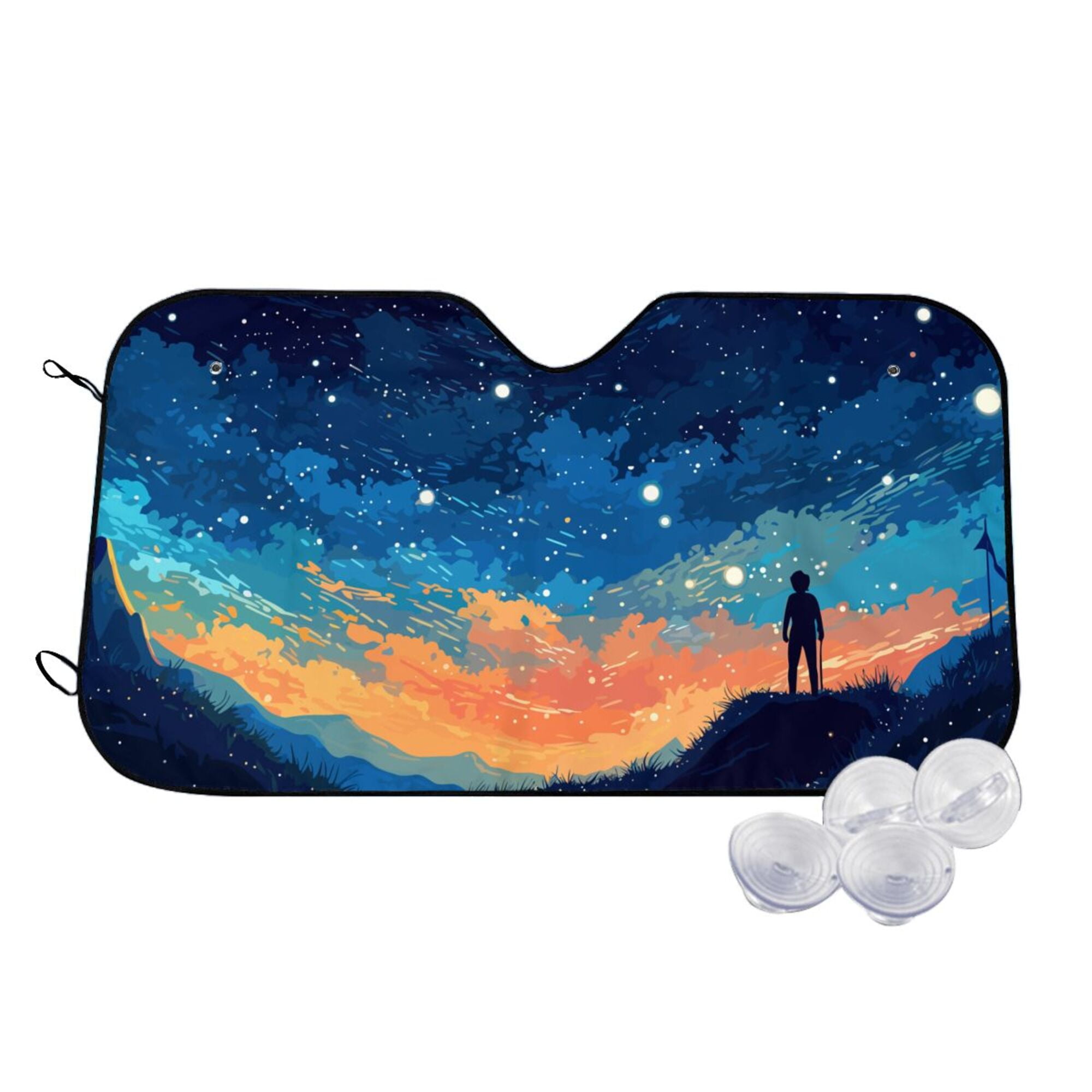 TEQUAN Sunshade for Car Windshield, Night Starry Sky Pattern Car Sun ...