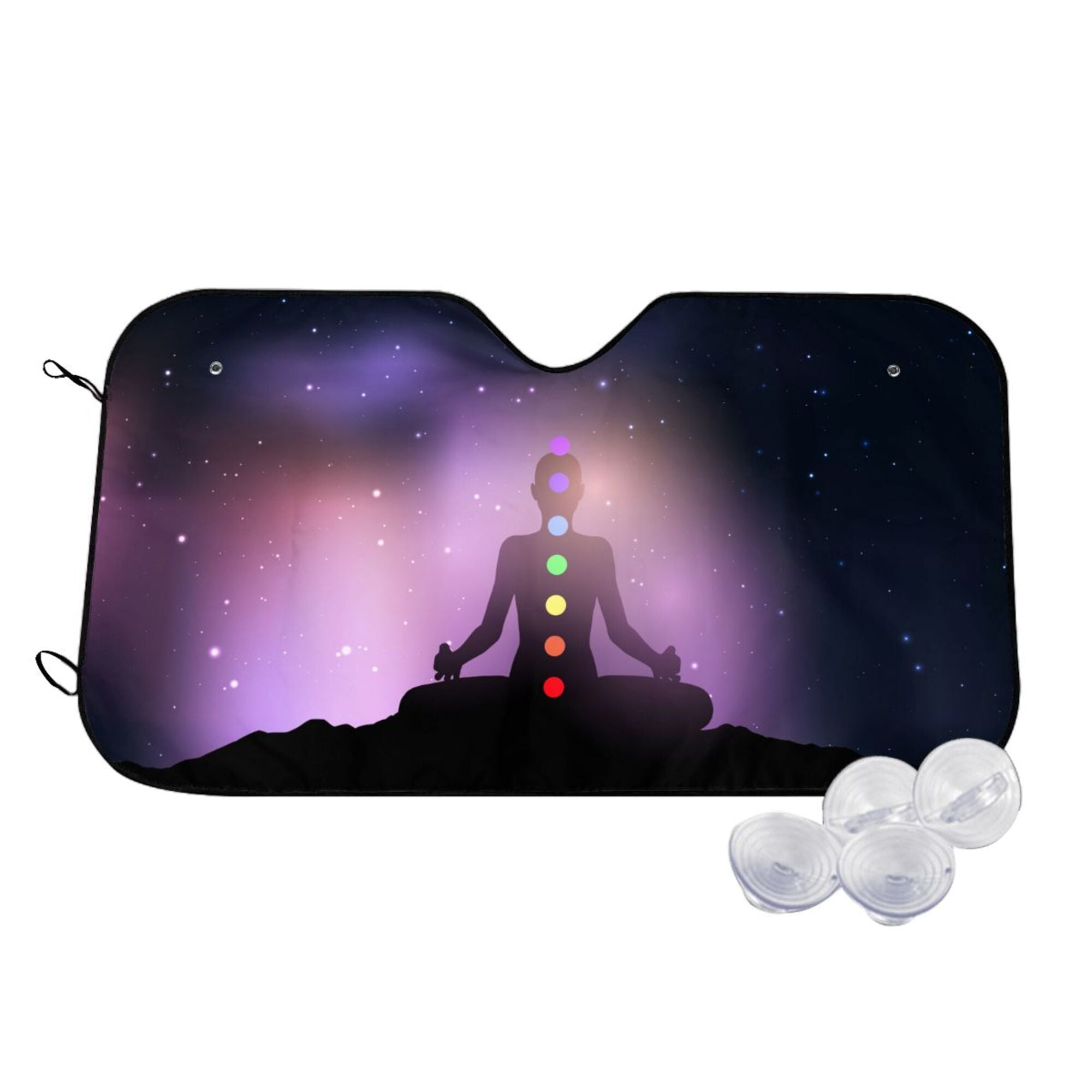 TEQUAN Sunshade for Car Windshield, Starry Night Yoga Meditation ...