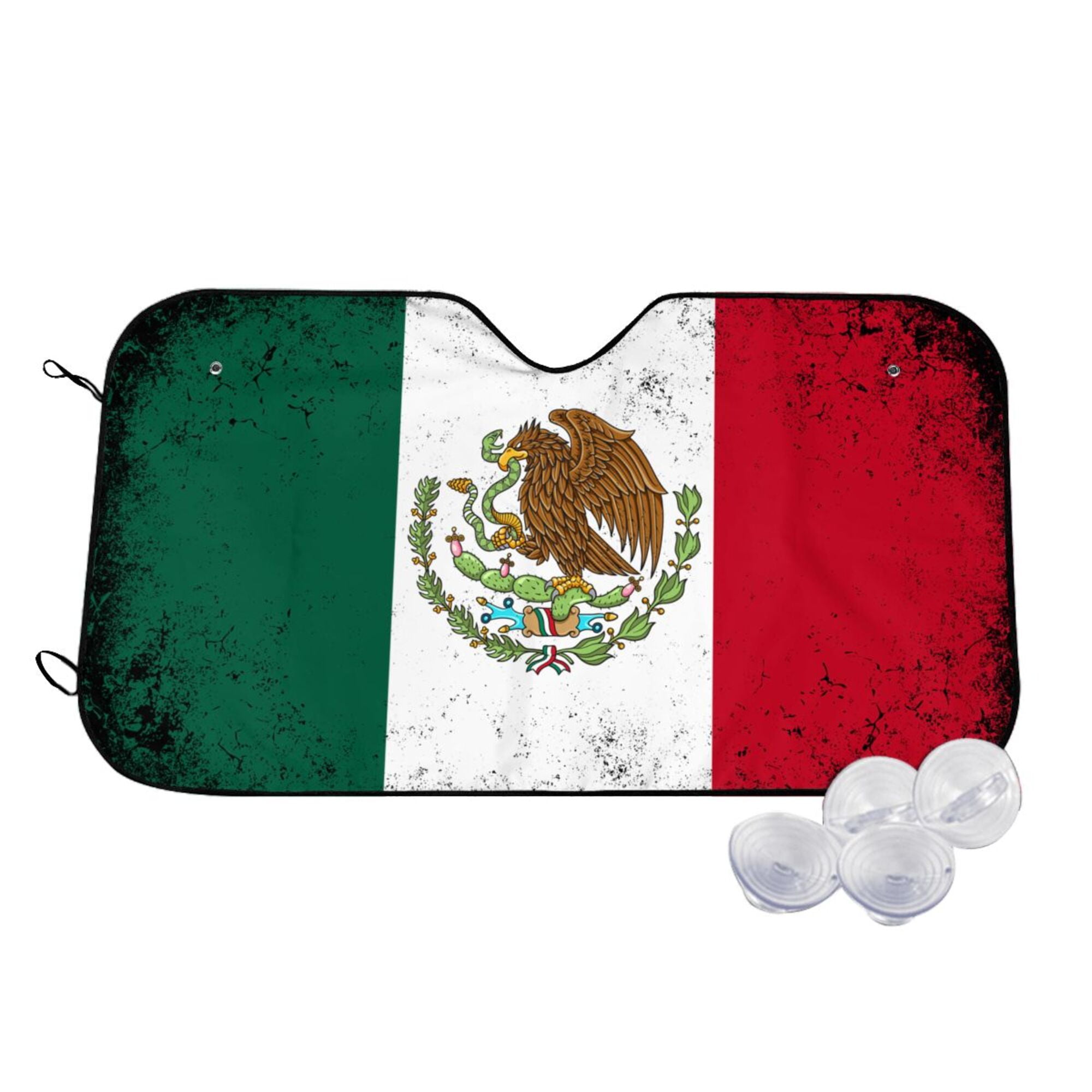 TEQUAN Sunshade for Car Windshield, Vintage Mexico Flag Pattern Car Sun Shade, 51.2" x 27.5 ...