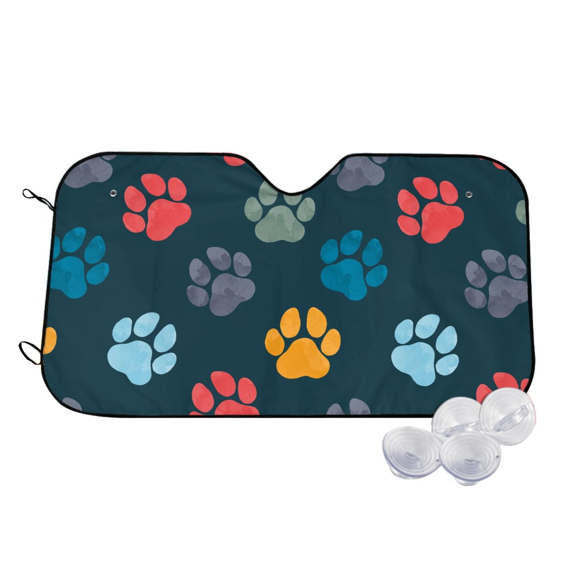 TEQUAN Sunshade for Car Windshield, Watercolor Animal Footprints ...