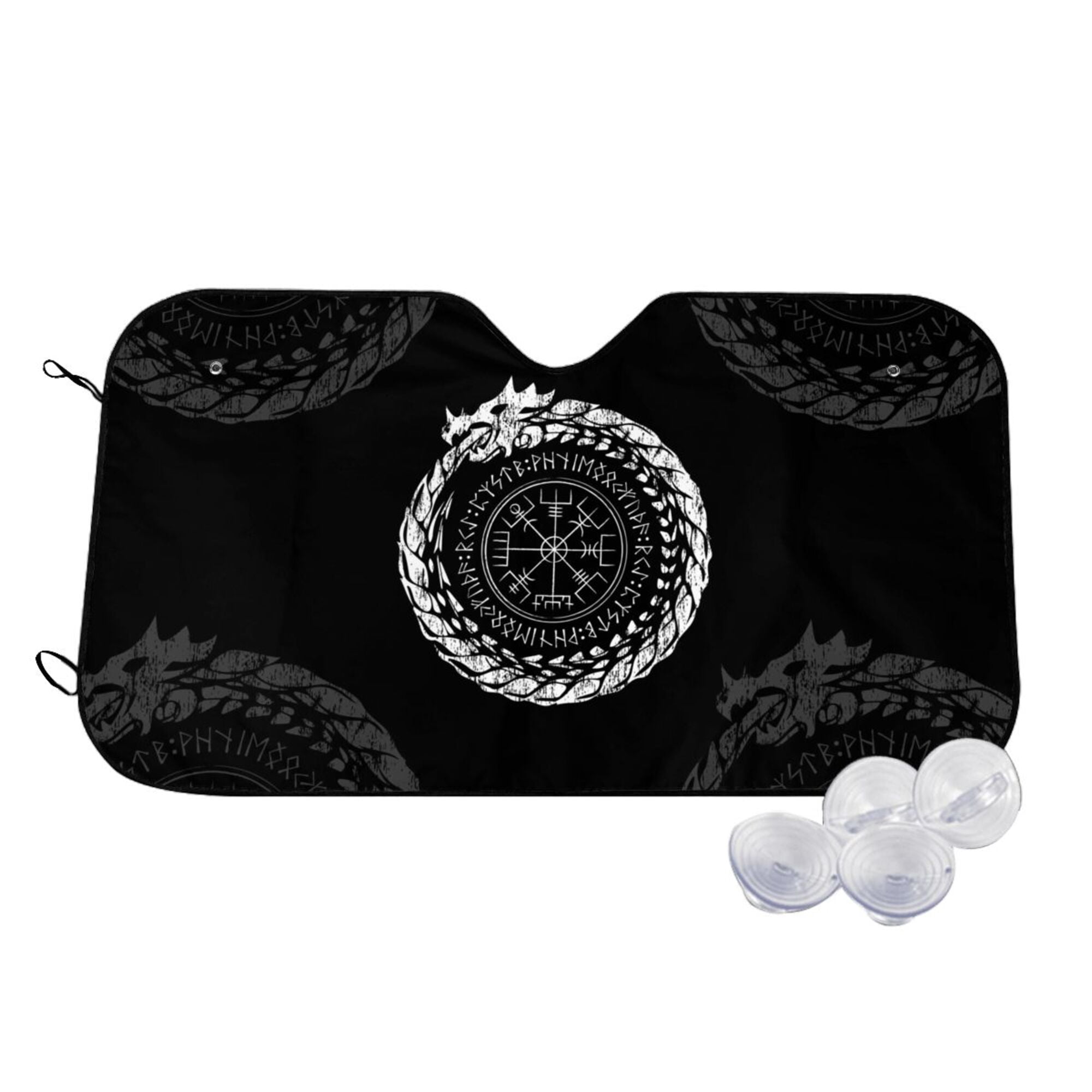 TEQUAN Sunshade for Car Windshield, White Viking Dragon Symbol Pattern ...