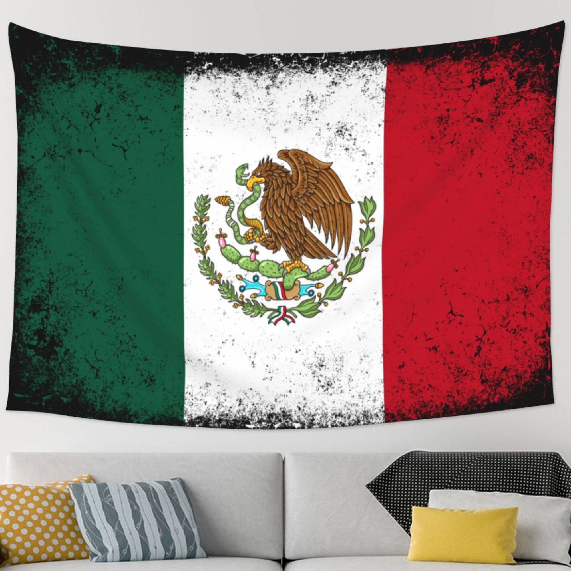 TEQUAN Vintage Mexico Flag Pattern Large Tapestry, Aesthetic Tapestries ...