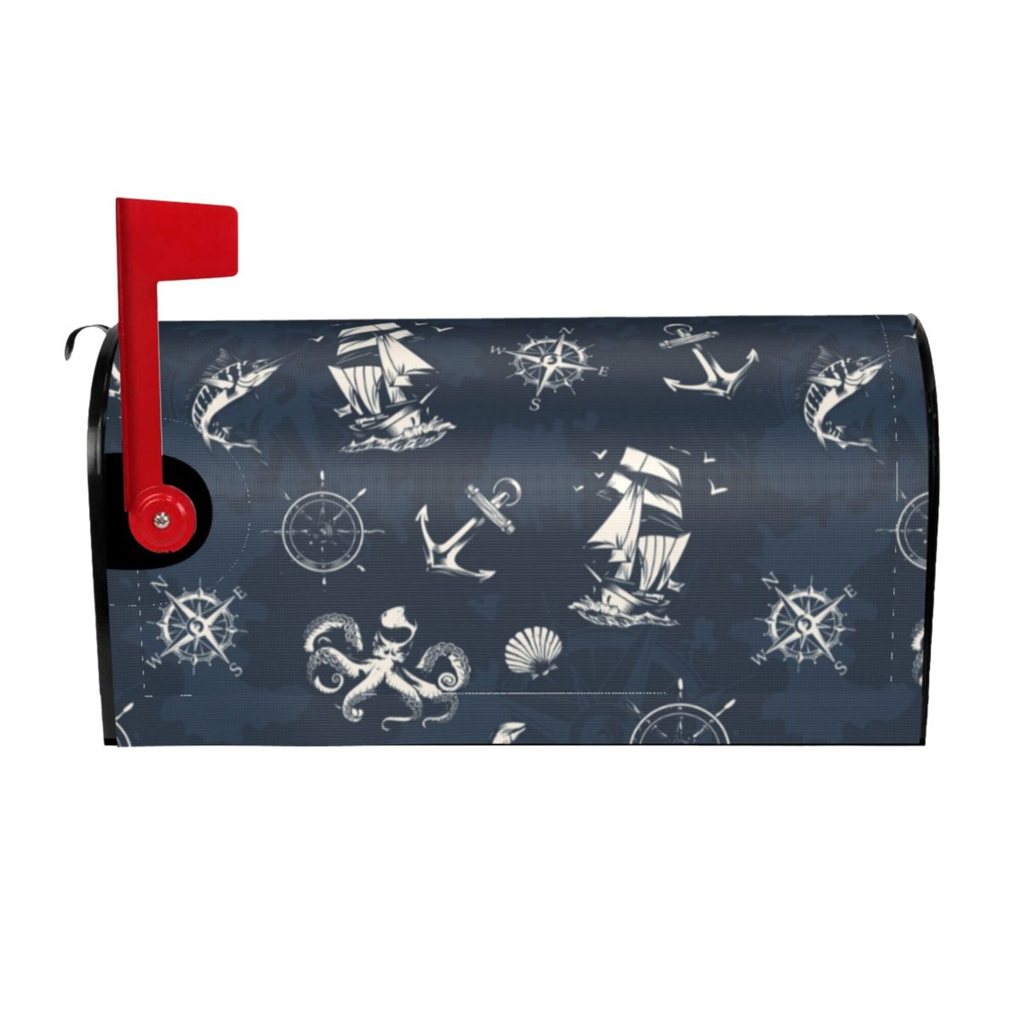 TEQUAN Vintage Nautical Compass Anchor Magnetic Mailbox Cover, Mailbox ...