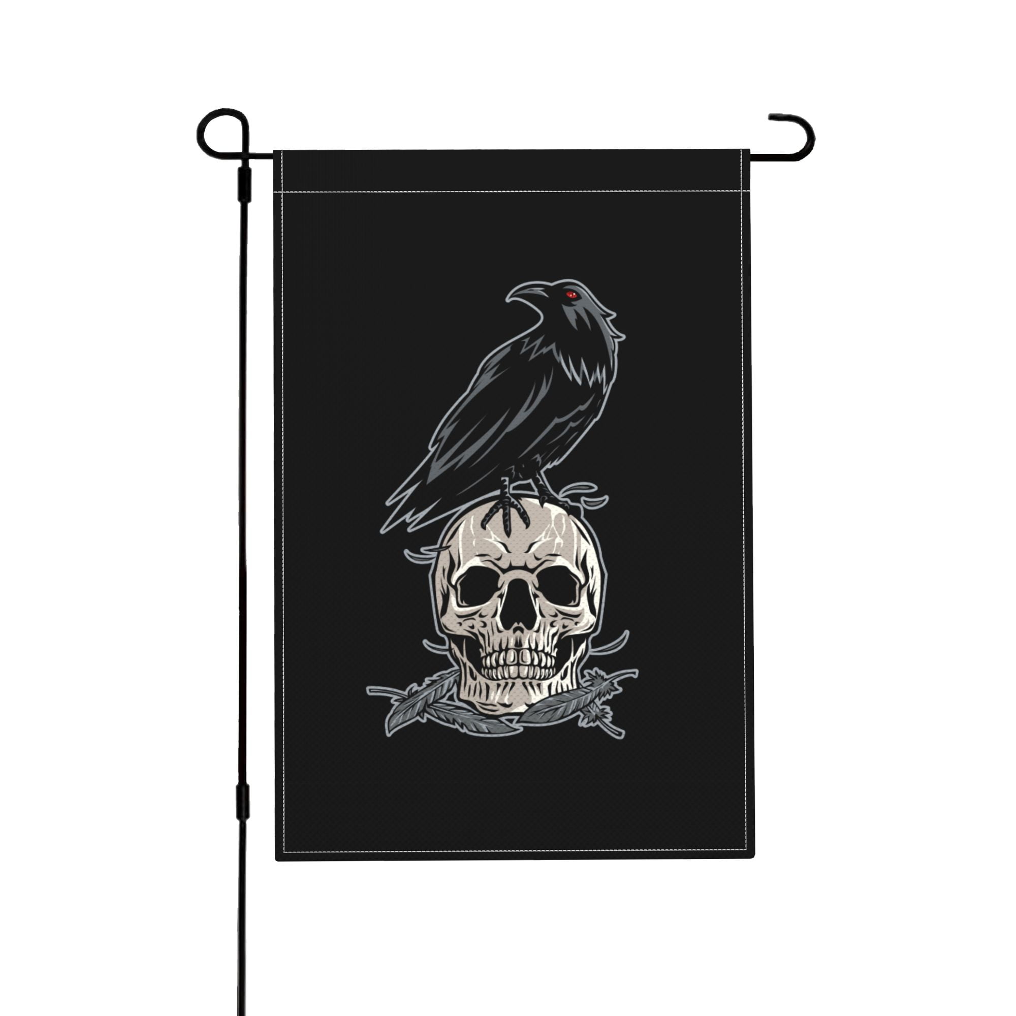 TEQUAN Vintage Skull and Crow Sketch Garden Flags, 18 x 12 inch Double ...
