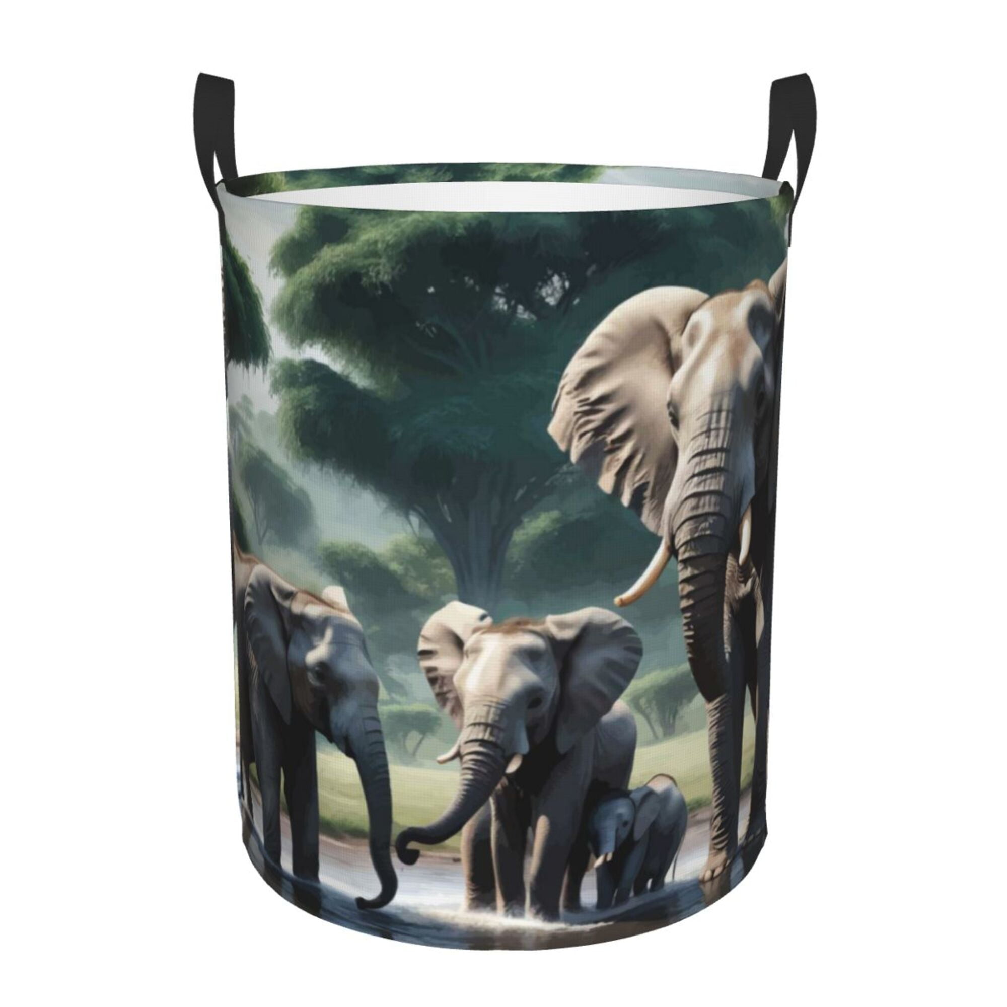 TEQUAN Waterproof Laundry Hampers, African Elephant Animals Pattern ...