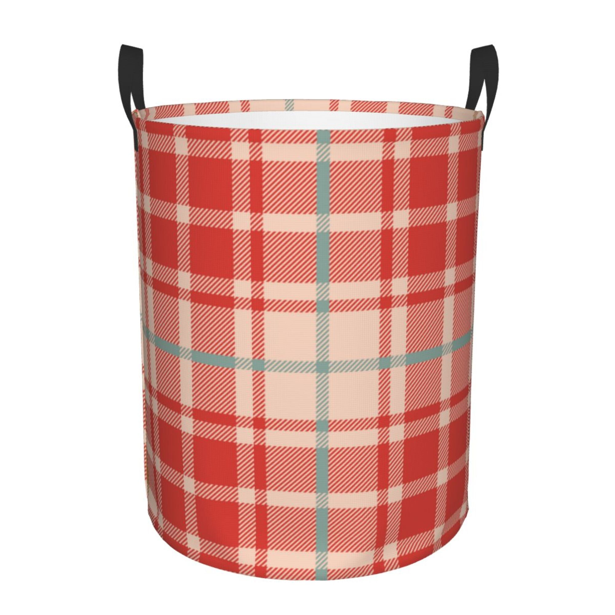TEQUAN Waterproof Laundry Hampers, Beige Red Checkered Plaid Pattern ...