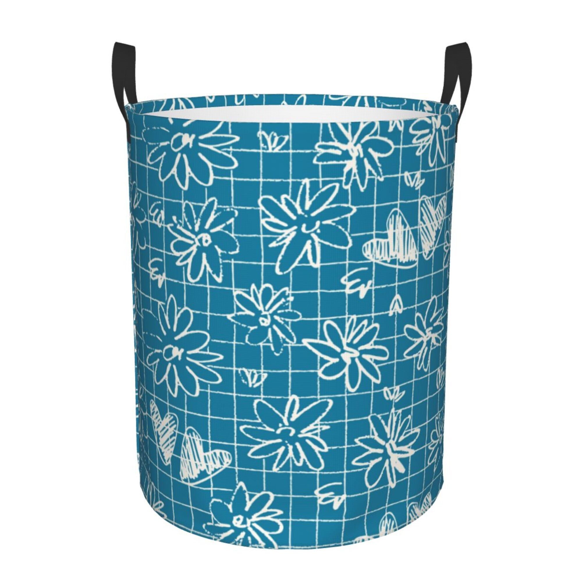 TEQUAN Waterproof Laundry Hampers, Blue Background Romantic Love ...