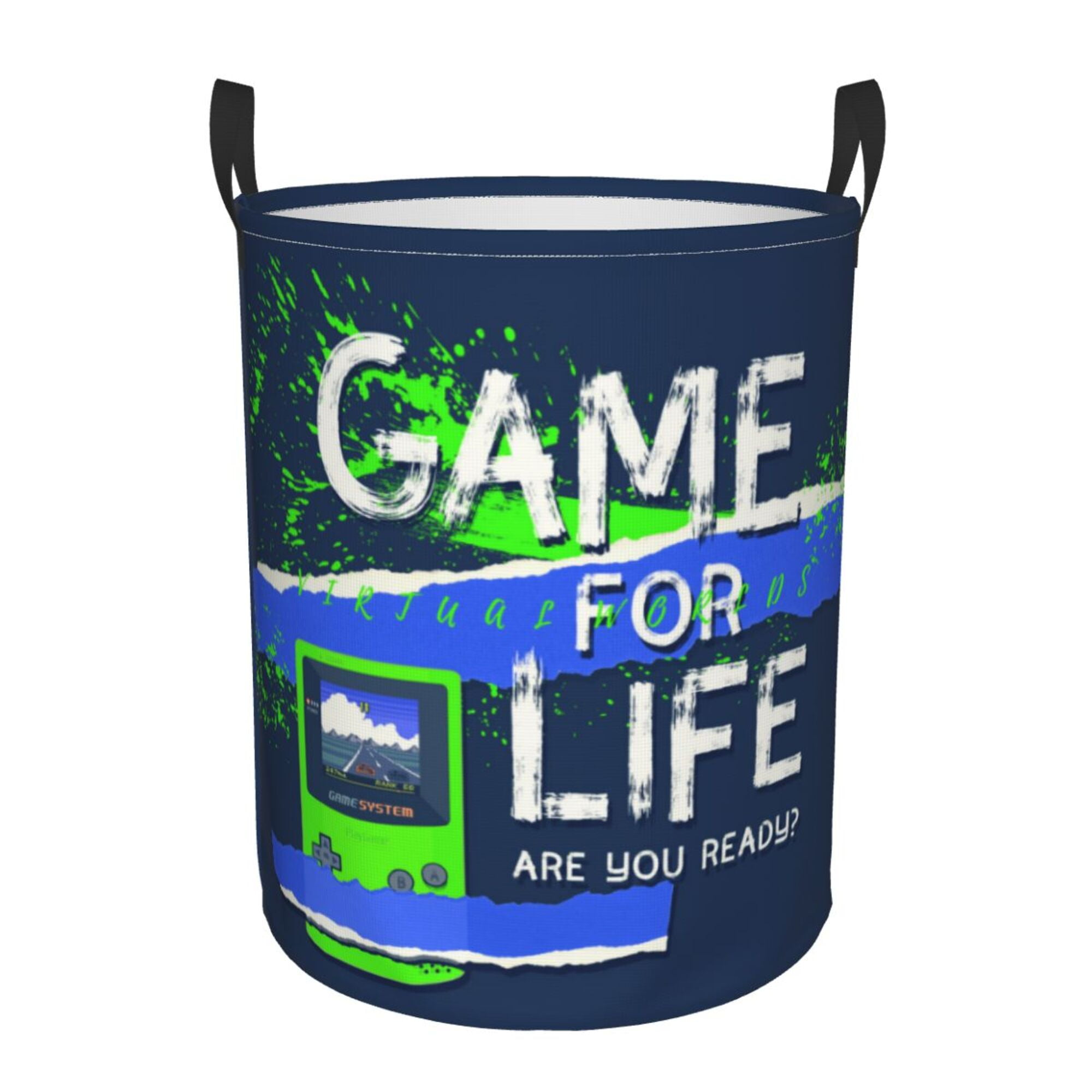 TEQUAN Waterproof Laundry Hampers, Blue Game Console Gamer Life Pattern ...