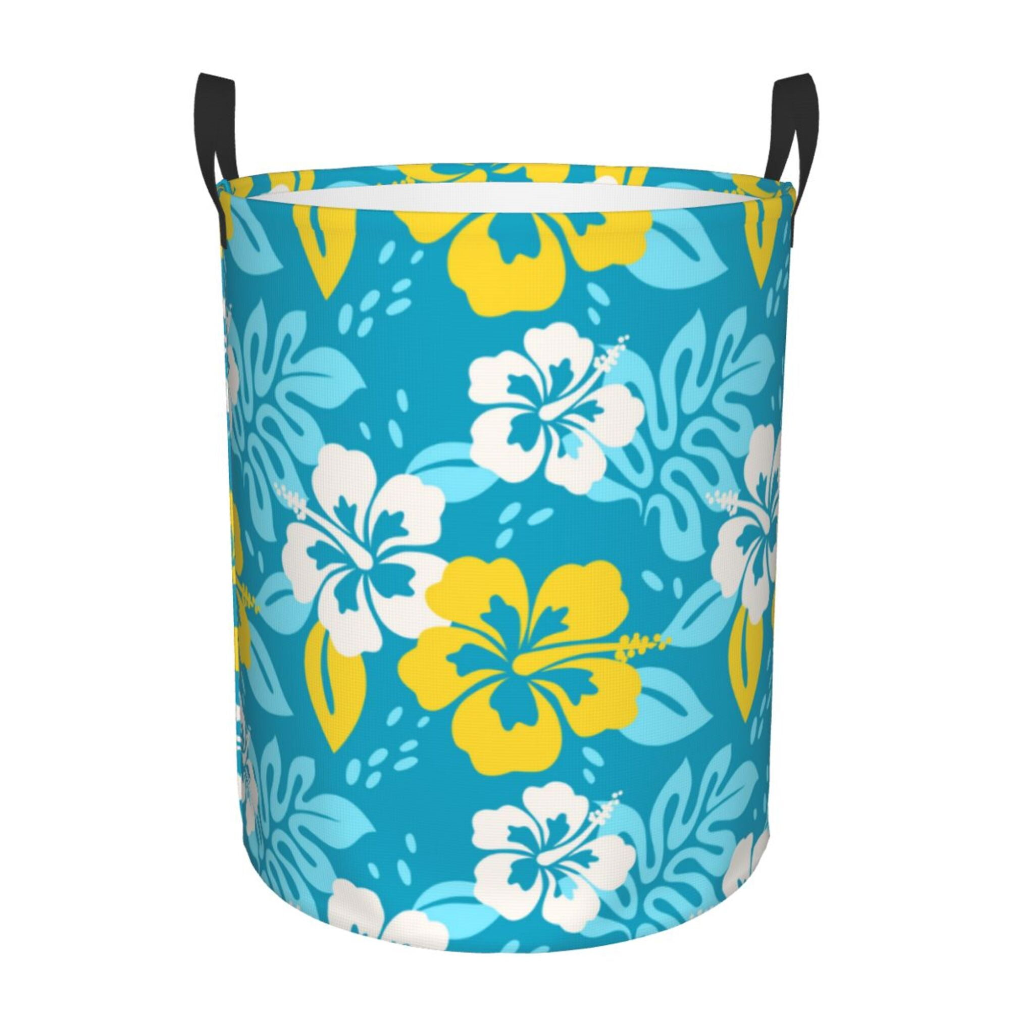 TEQUAN Waterproof Laundry Hampers, Blue Hawaiian Flowers Pattern ...