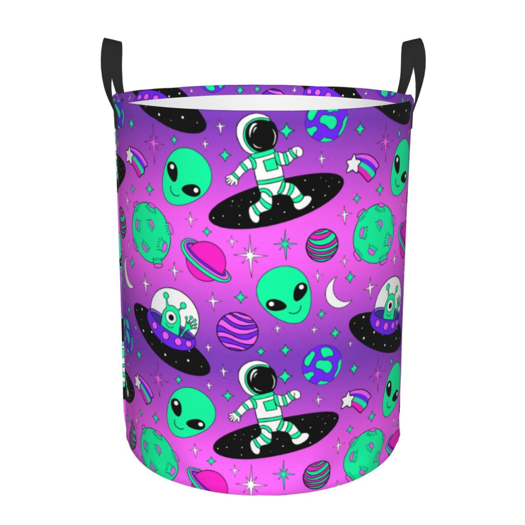 TEQUAN Waterproof Laundry Hampers, Cartoon Aliens Space Vaporwave ...
