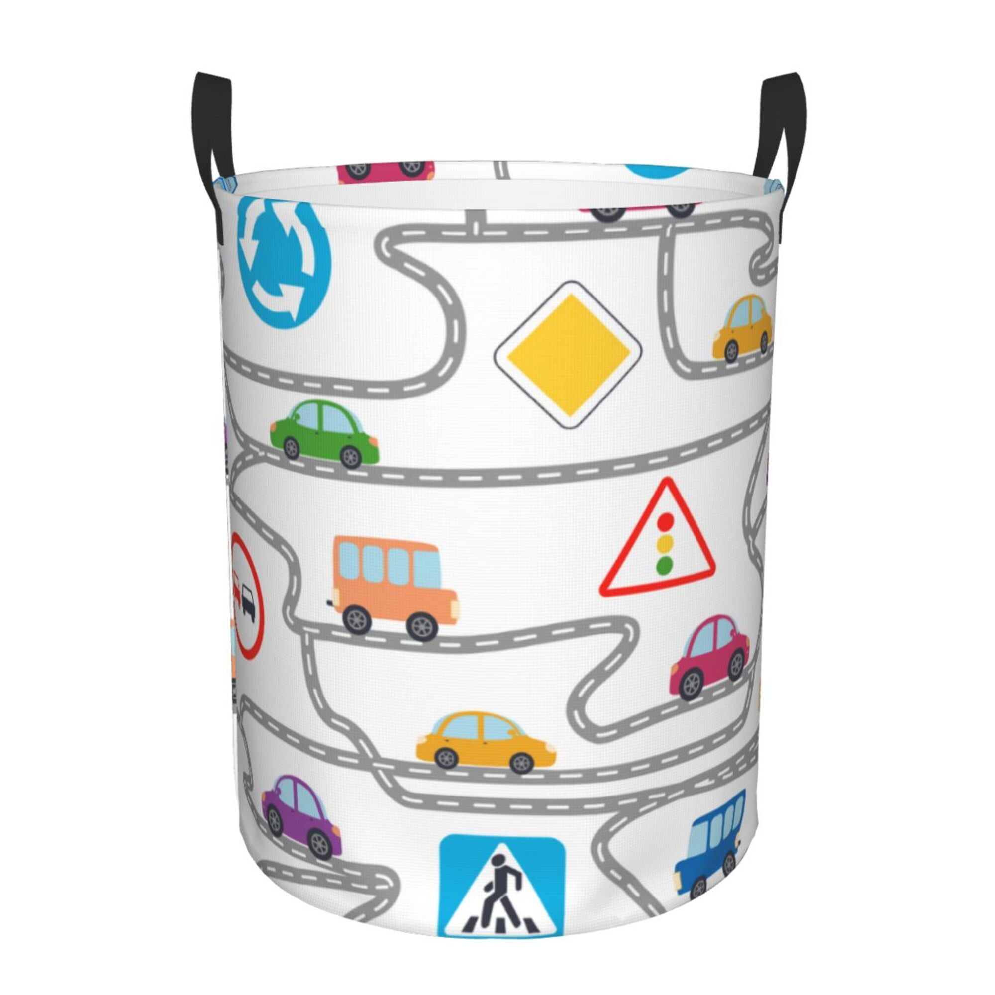 TEQUAN Waterproof Laundry Hampers, Cartoon Buses Cars Roads Pattern ...