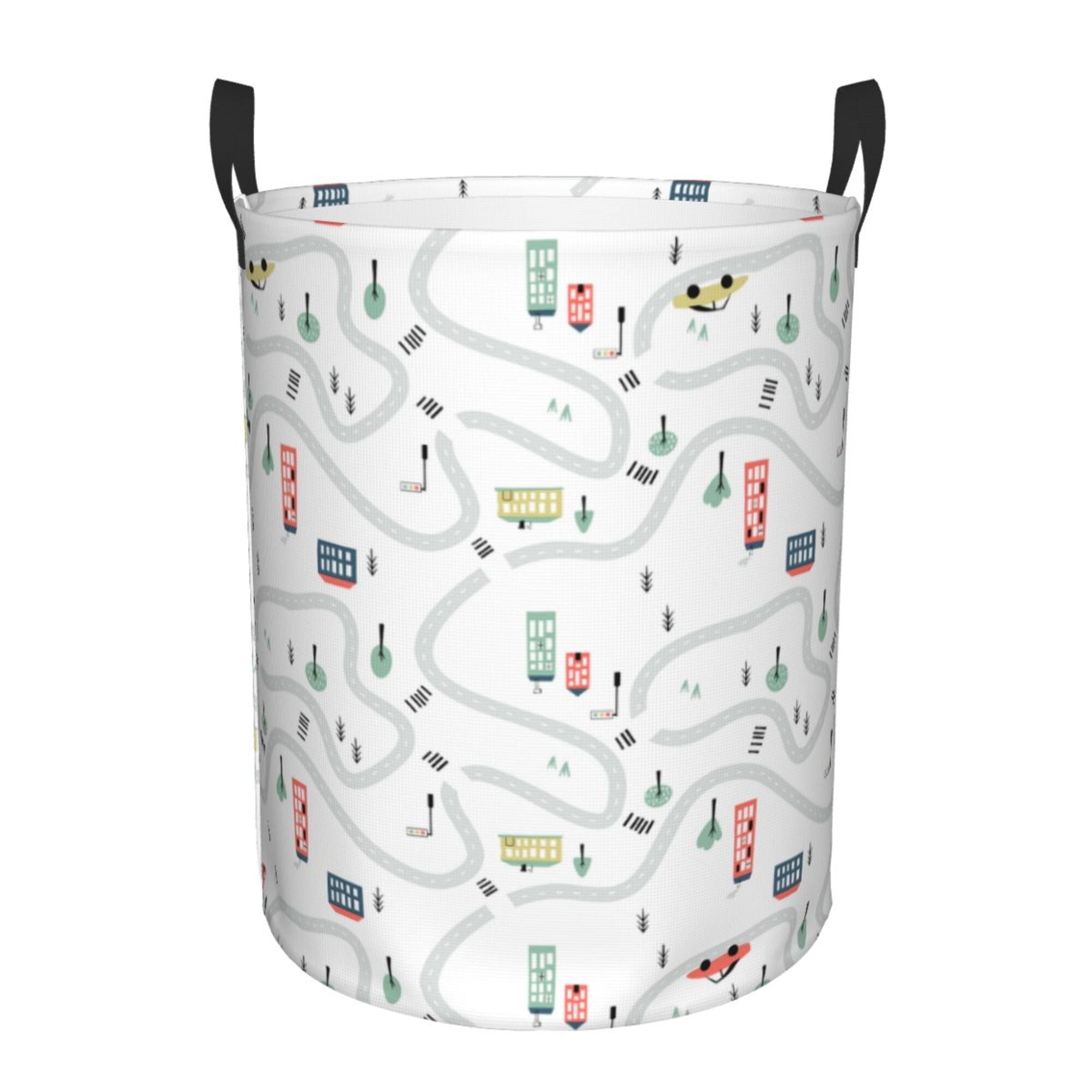 TEQUAN Waterproof Laundry Hampers, Cartoon Cars and Roads Pattern ...