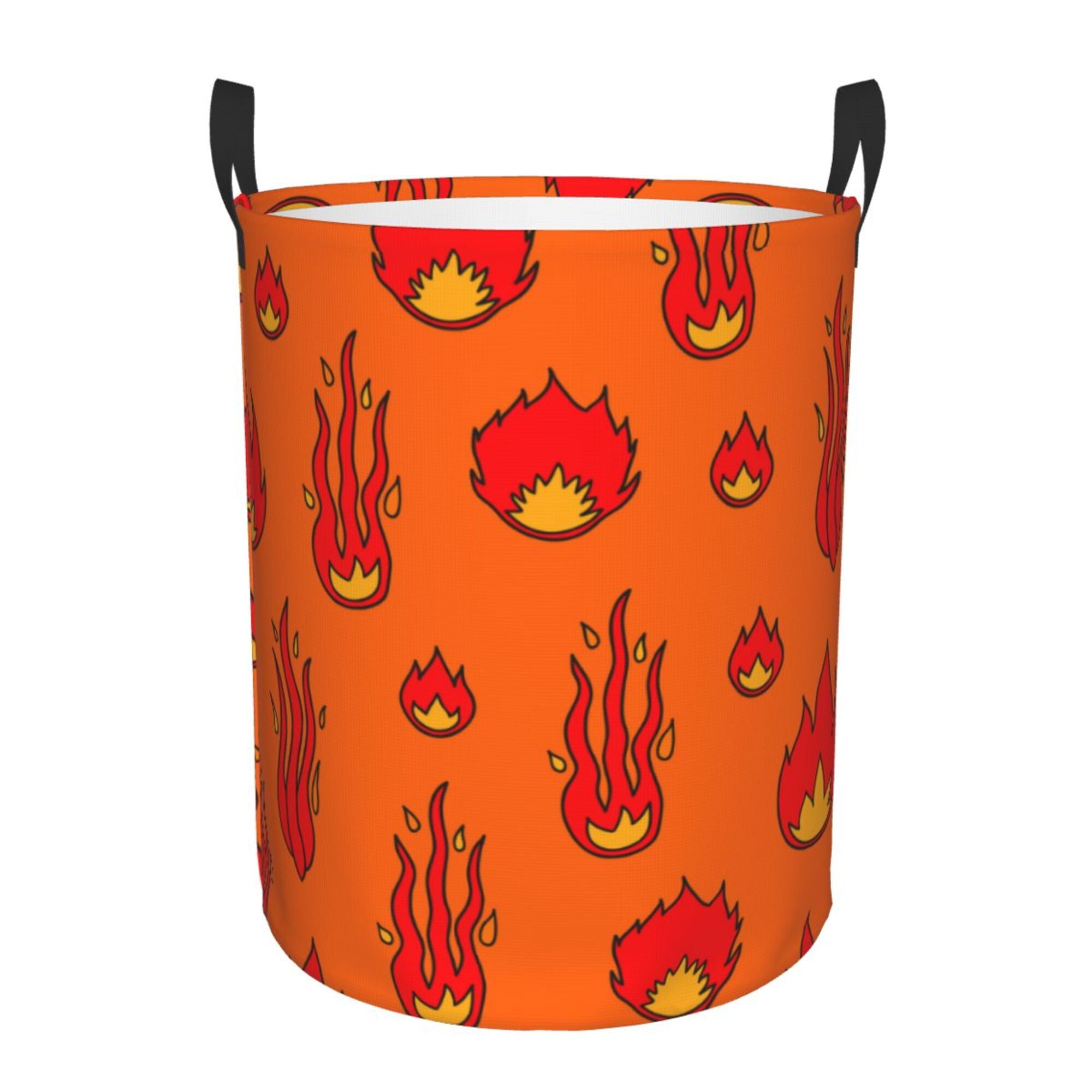 TEQUAN Waterproof Laundry Hampers, Cartoon Fire Flames Red Pattern ...
