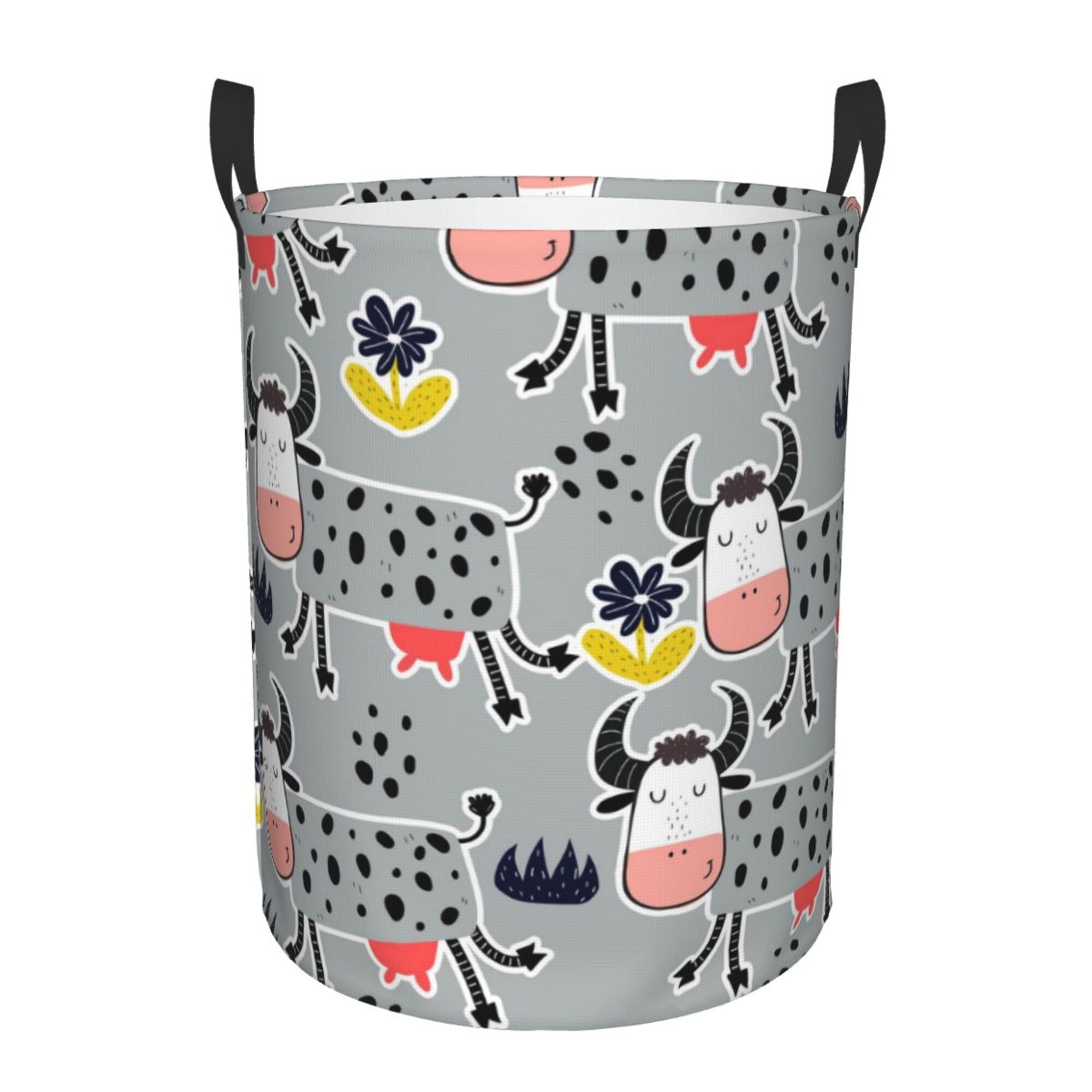 TEQUAN Waterproof Laundry Hampers, Cartoon Happy Dairy Cows Pattern ...