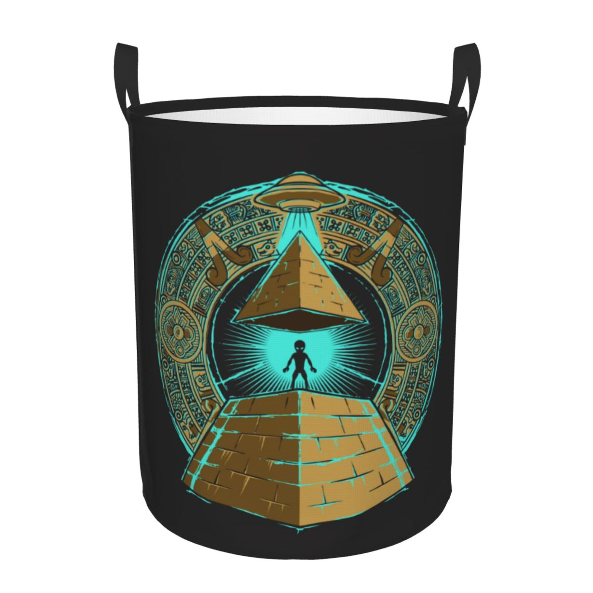 TEQUAN Waterproof Laundry Hampers, Cartoon Pyramid Ufo Alien Pattern ...