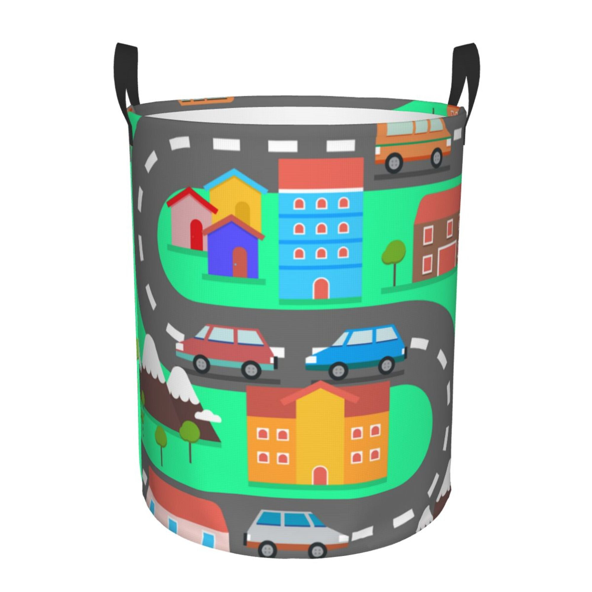 TEQUAN Waterproof Laundry Hampers, Cartoon Town Street Road Pattern ...