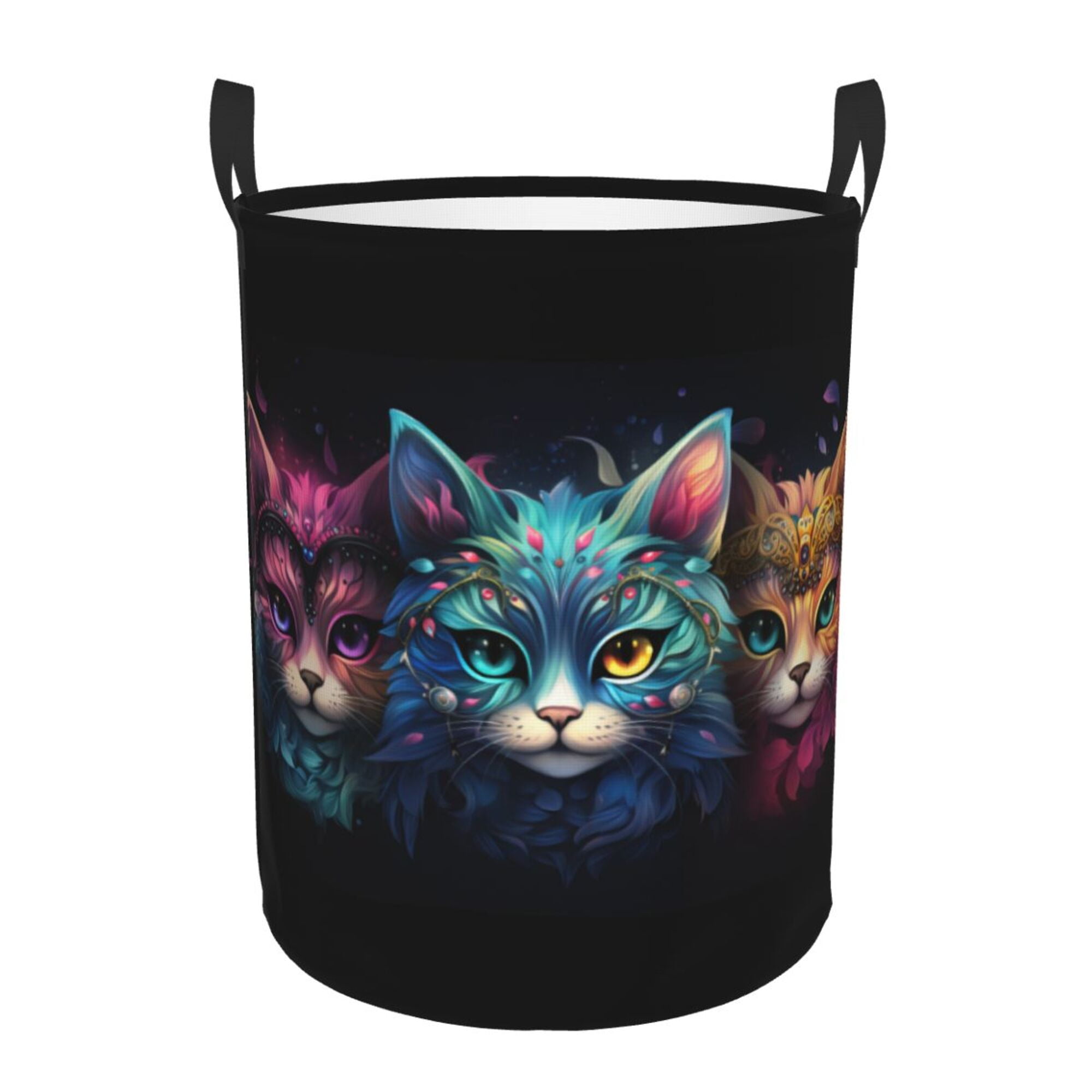 TEQUAN Waterproof Laundry Hampers, Cats Mask Watercolor Pattern Clothes ...