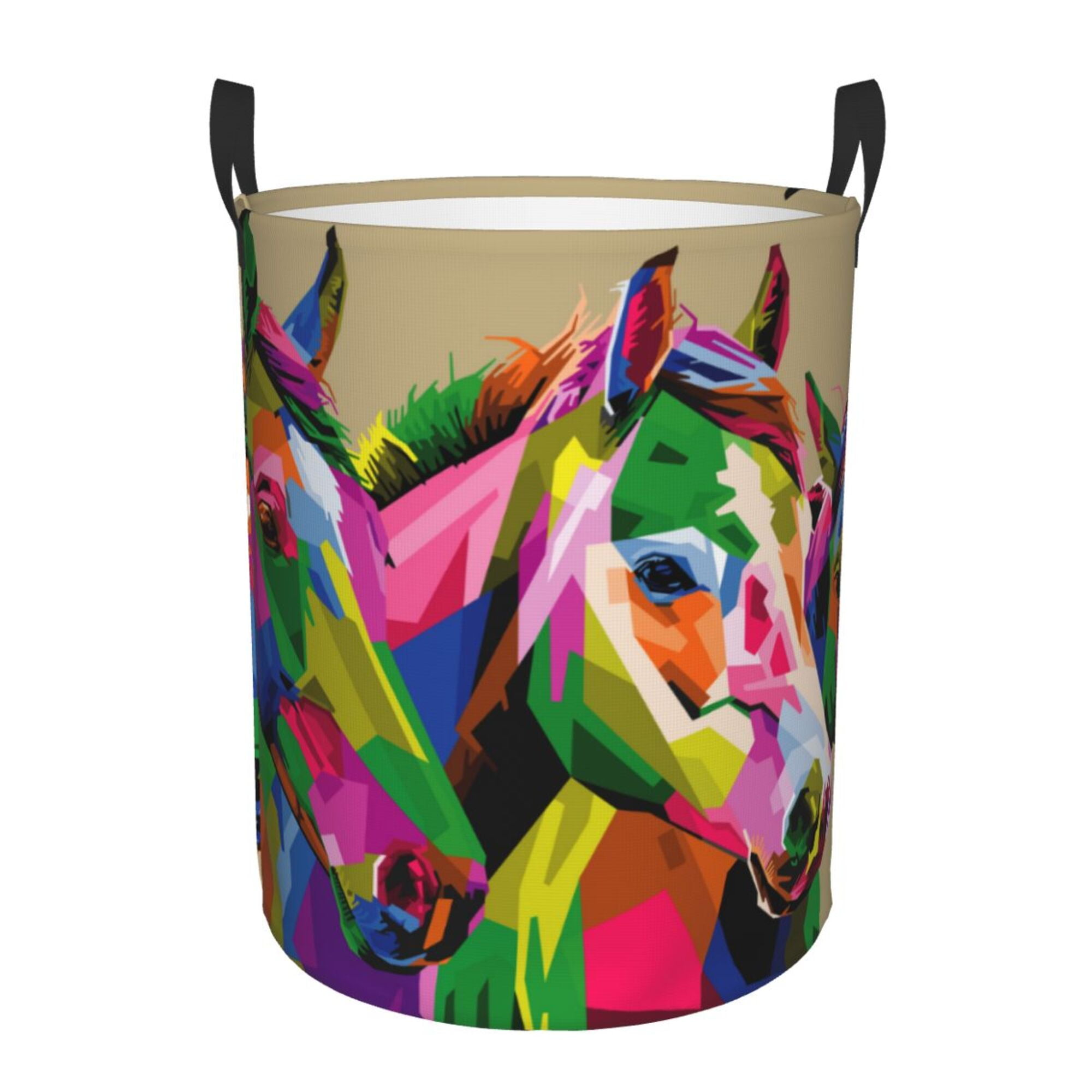 TEQUAN Waterproof Laundry Hampers, Colorful Abstract Horses Pattern ...