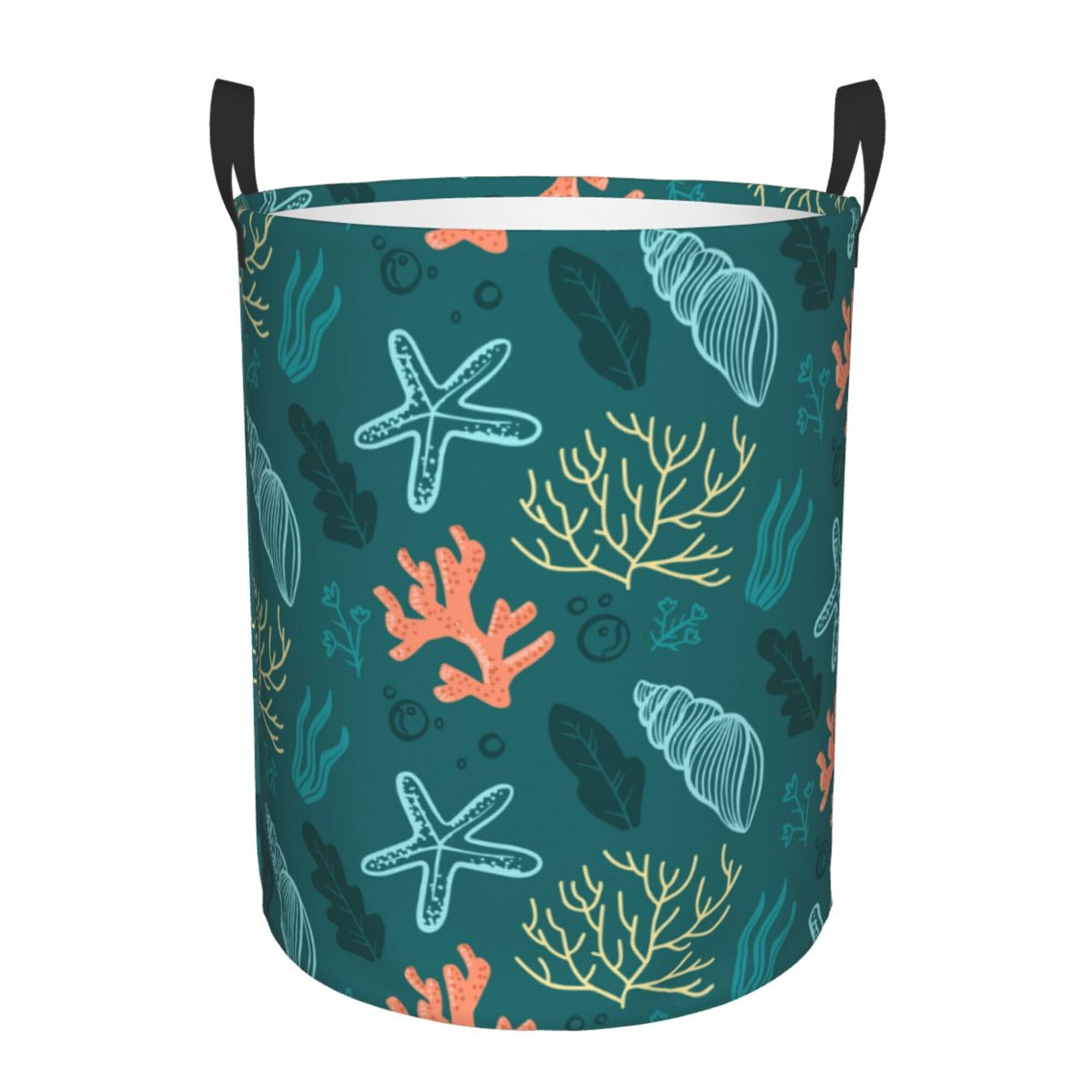 TEQUAN Waterproof Laundry Hampers, Cute Cartoon Coral Shells Pattern ...