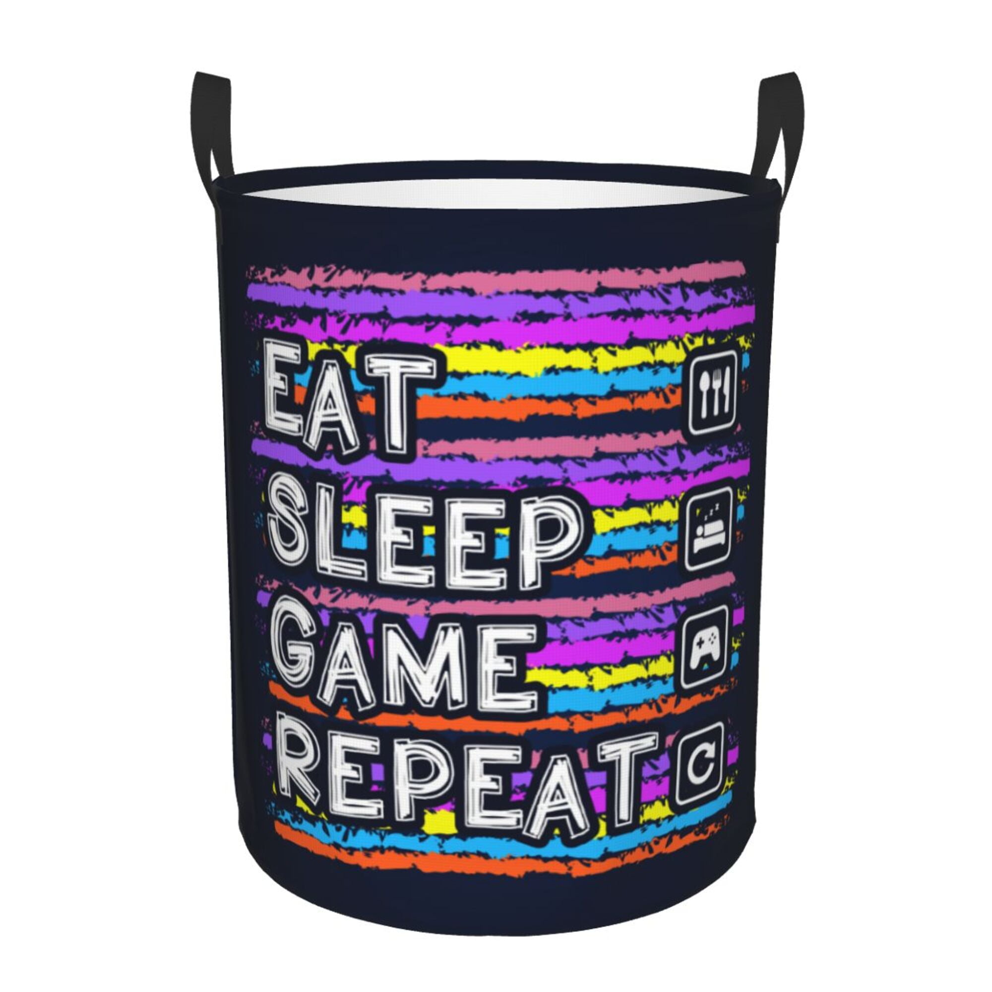 TEQUAN Waterproof Laundry Hampers, Eat Sleep Game Repeat Gaming Design ...