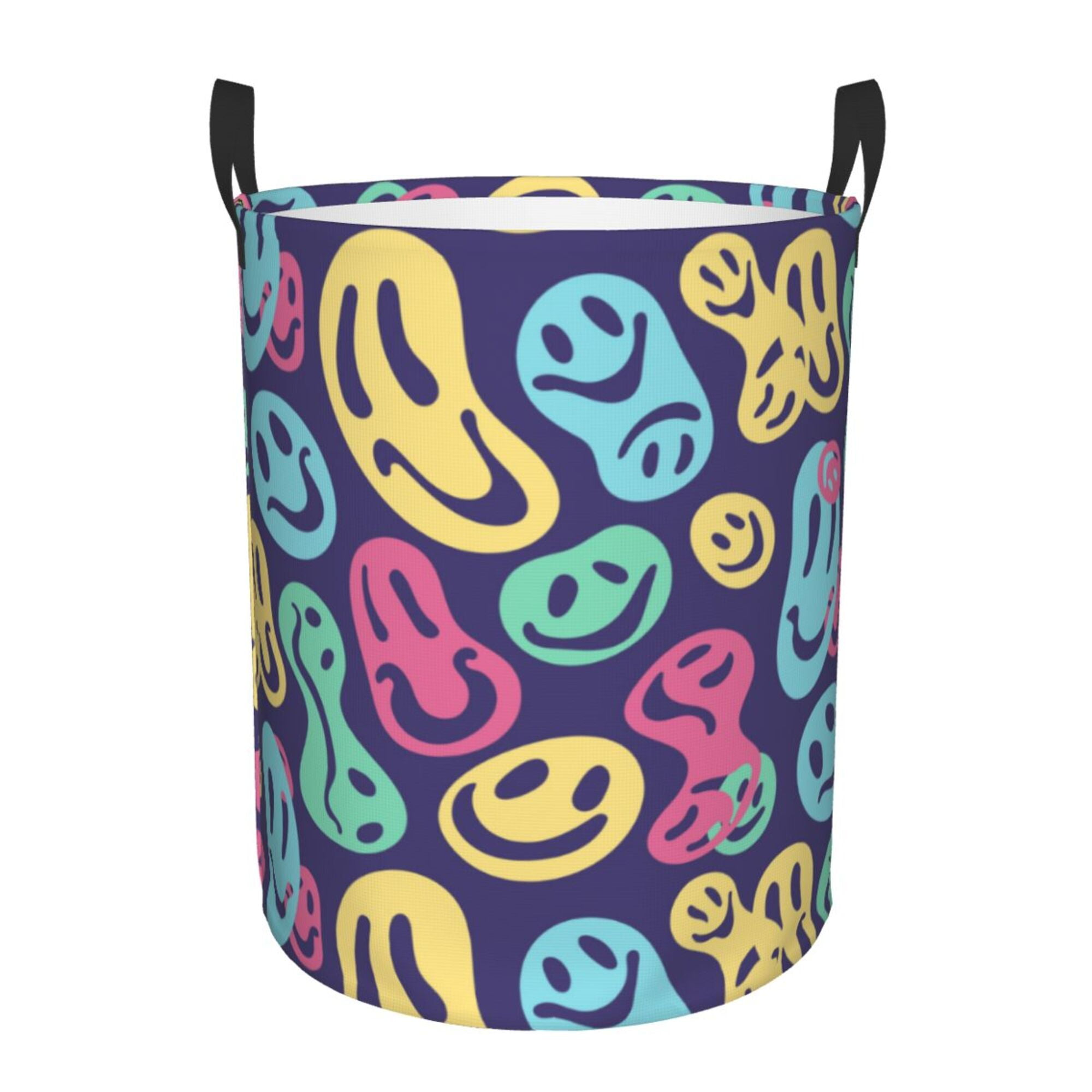 TEQUAN Waterproof Laundry Hampers, Funny Distorted Smile Face Pattern ...