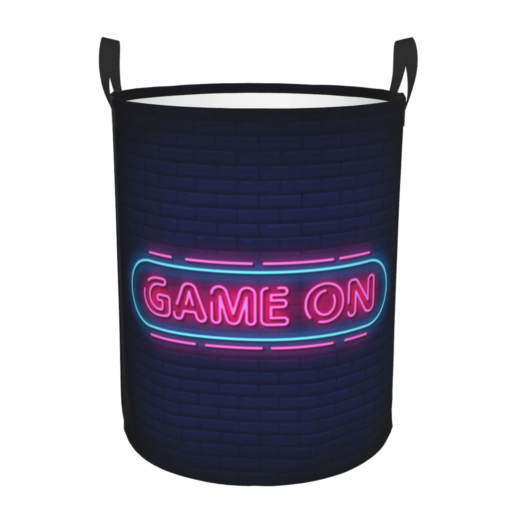 TEQUAN Waterproof Laundry Hampers, Game On Neon Signs Pattern Clothes ...