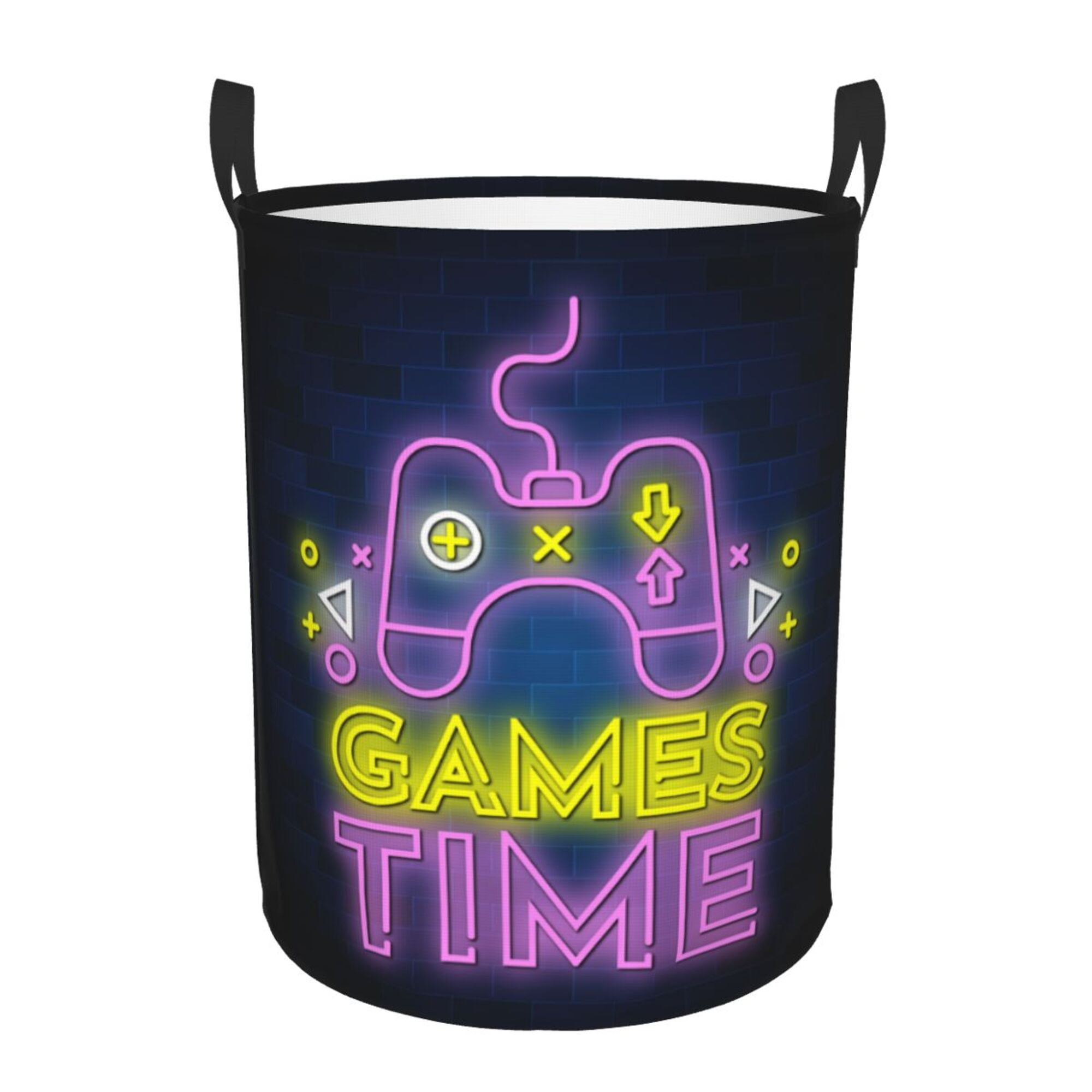 TEQUAN Waterproof Laundry Hampers, Game Time Neon Signs Pattern Clothes ...