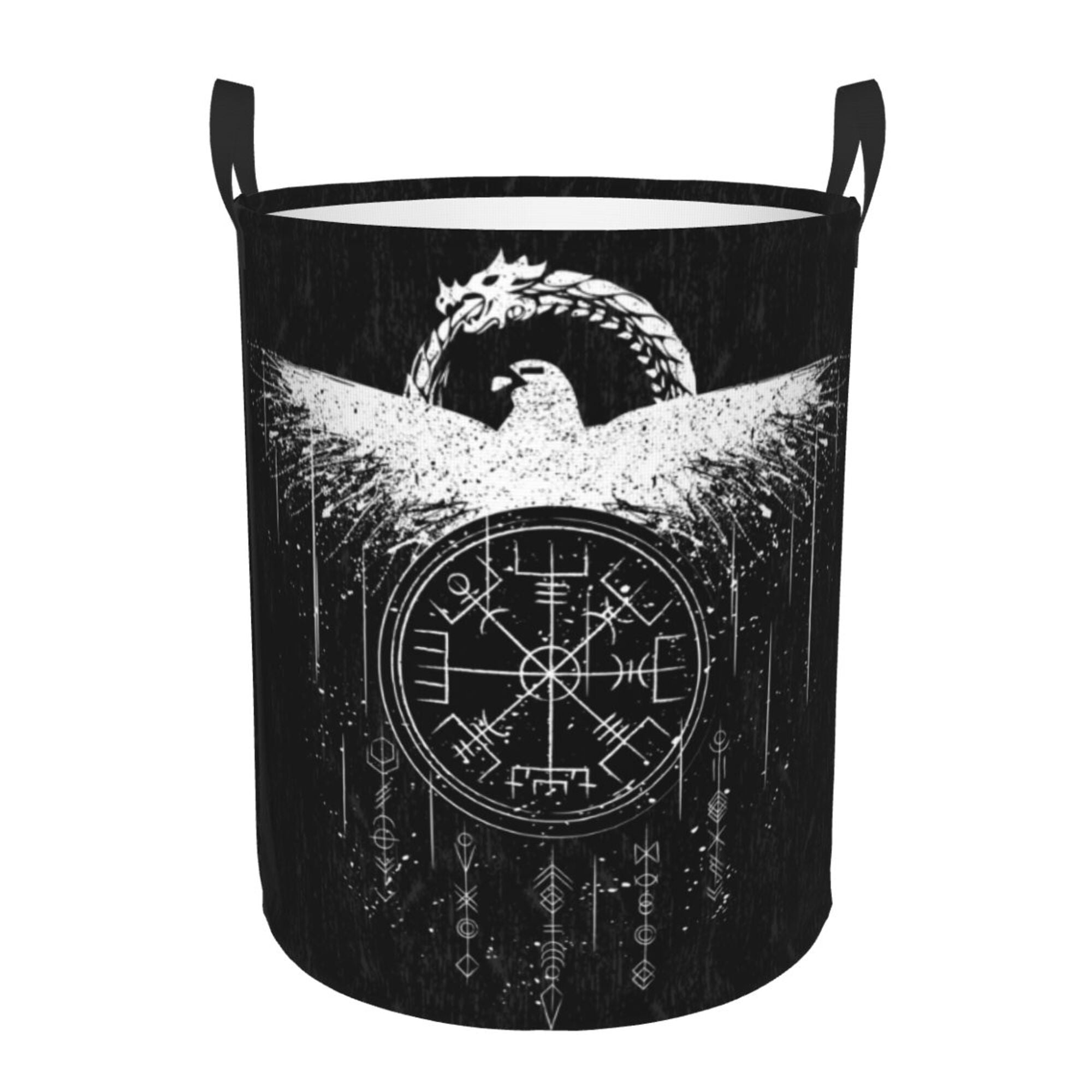 TEQUAN Waterproof Laundry Hampers, Gothic Bird Viking Runes Pattern ...