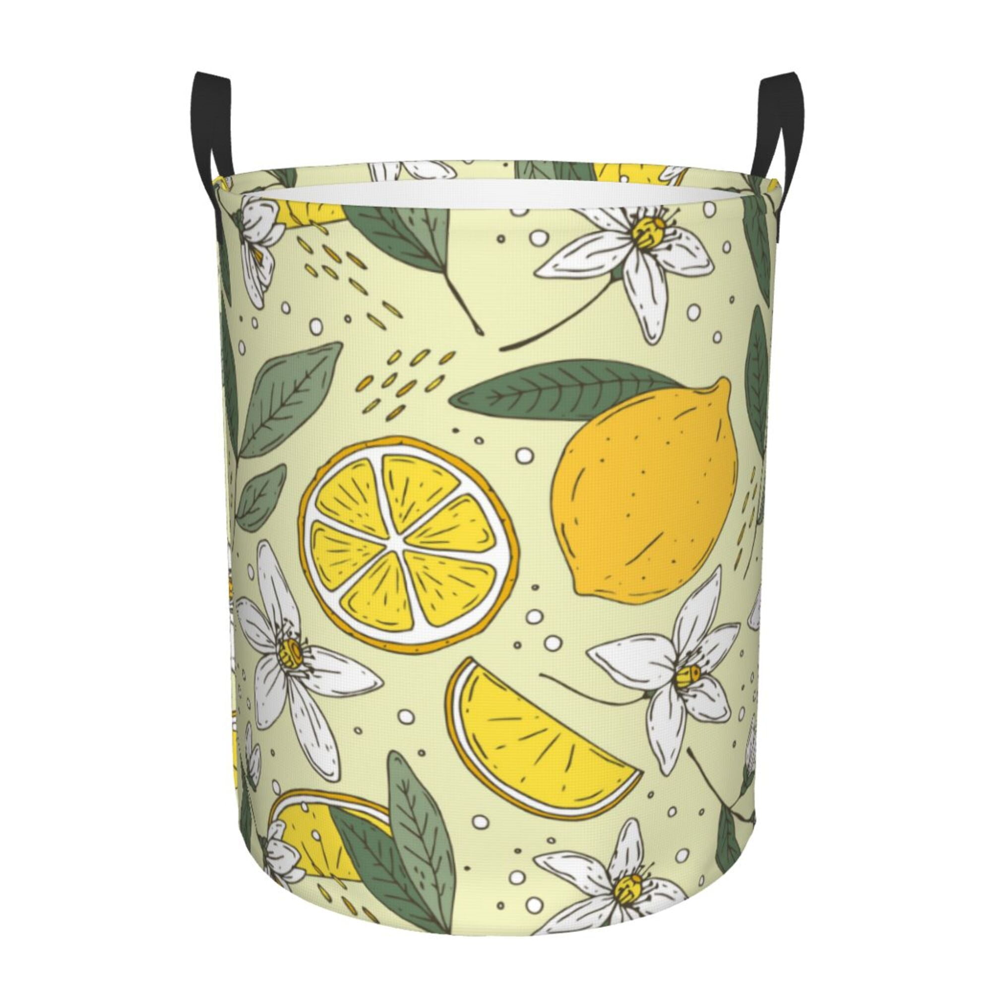 TEQUAN Waterproof Laundry Hampers, Hand Drawn Lemon Fruit Floral ...