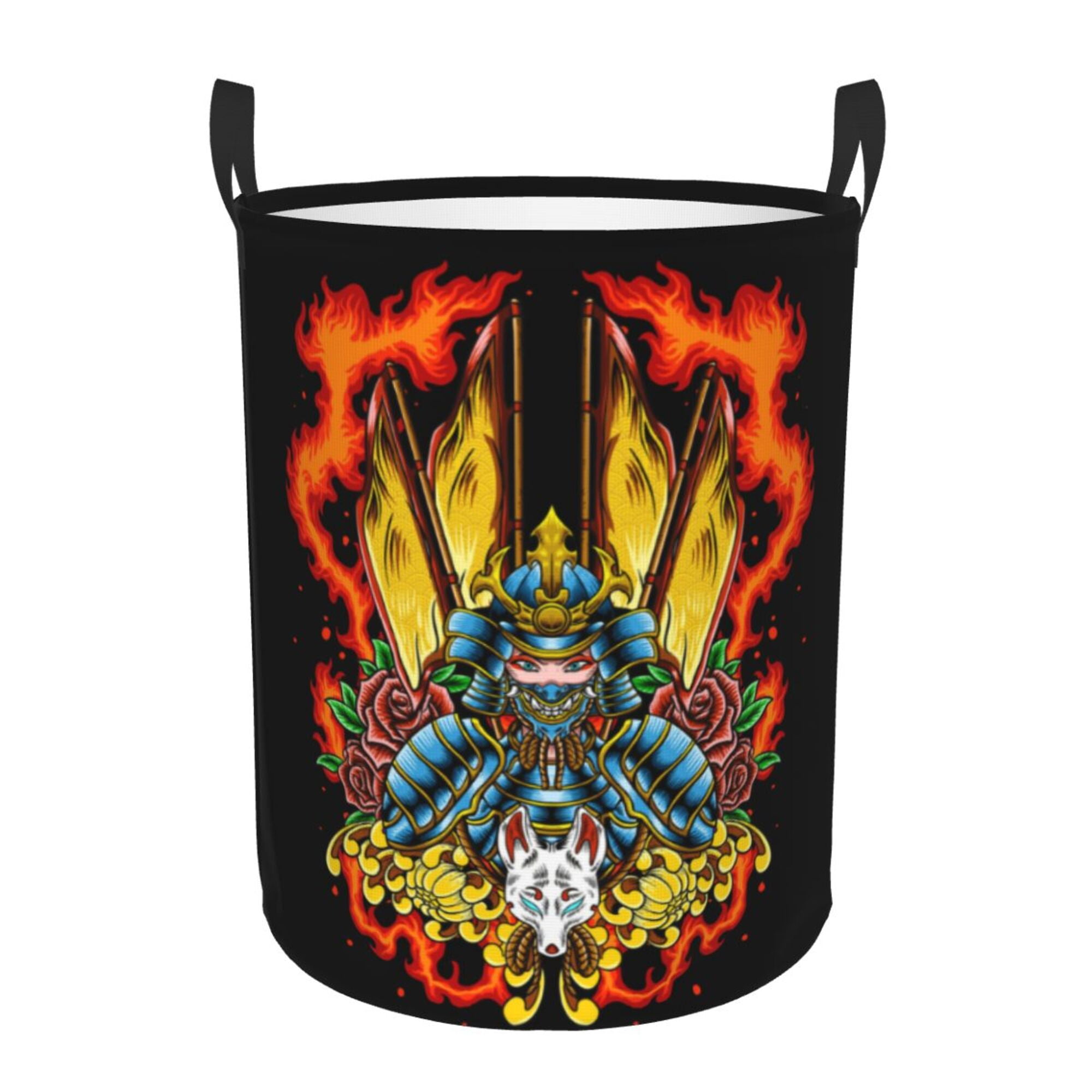 TEQUAN Waterproof Laundry Hampers, Japan Geisha Samurai Flowers Pattern ...