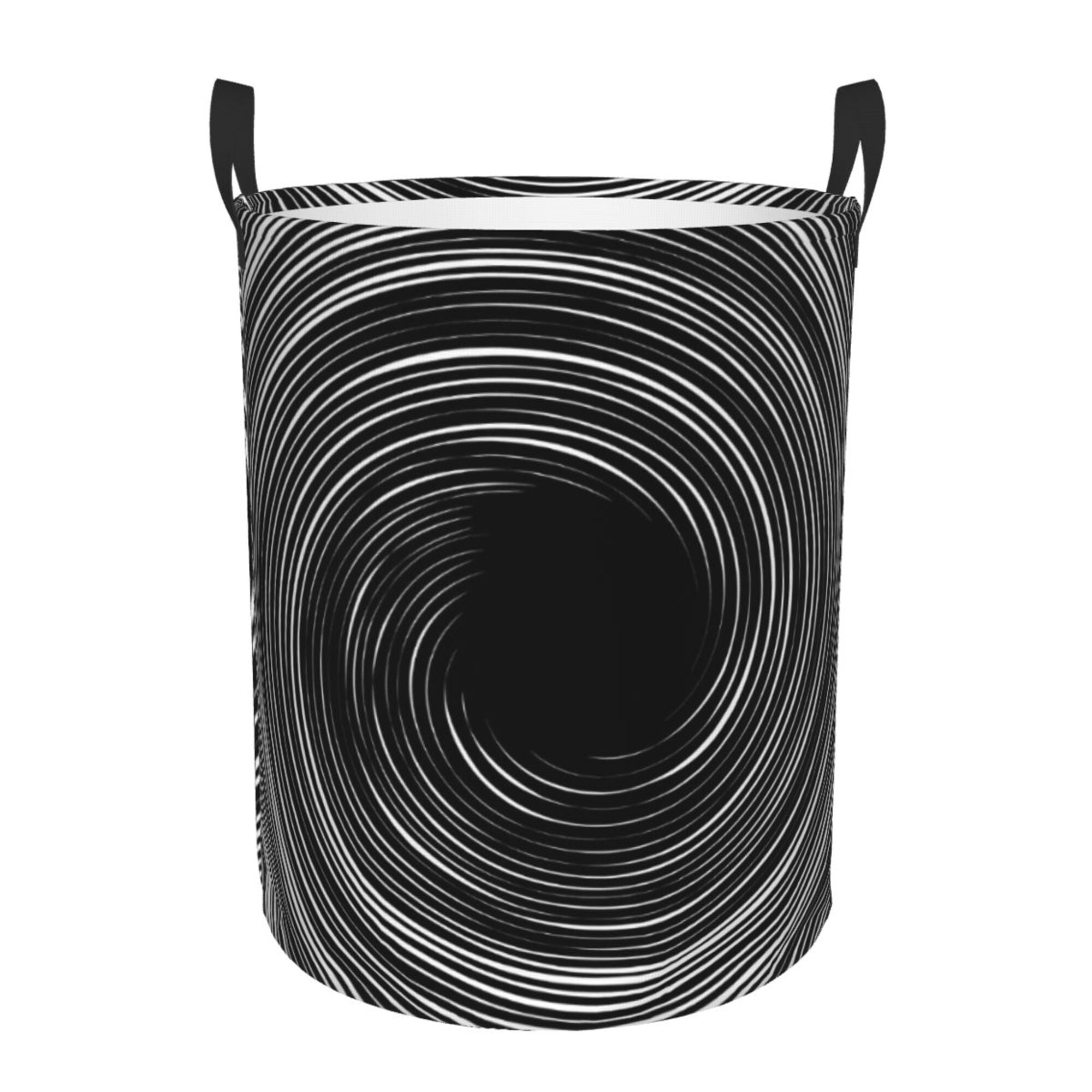 TEQUAN Waterproof Laundry Hampers, Modern Hypnotic Swirl Black Lines ...