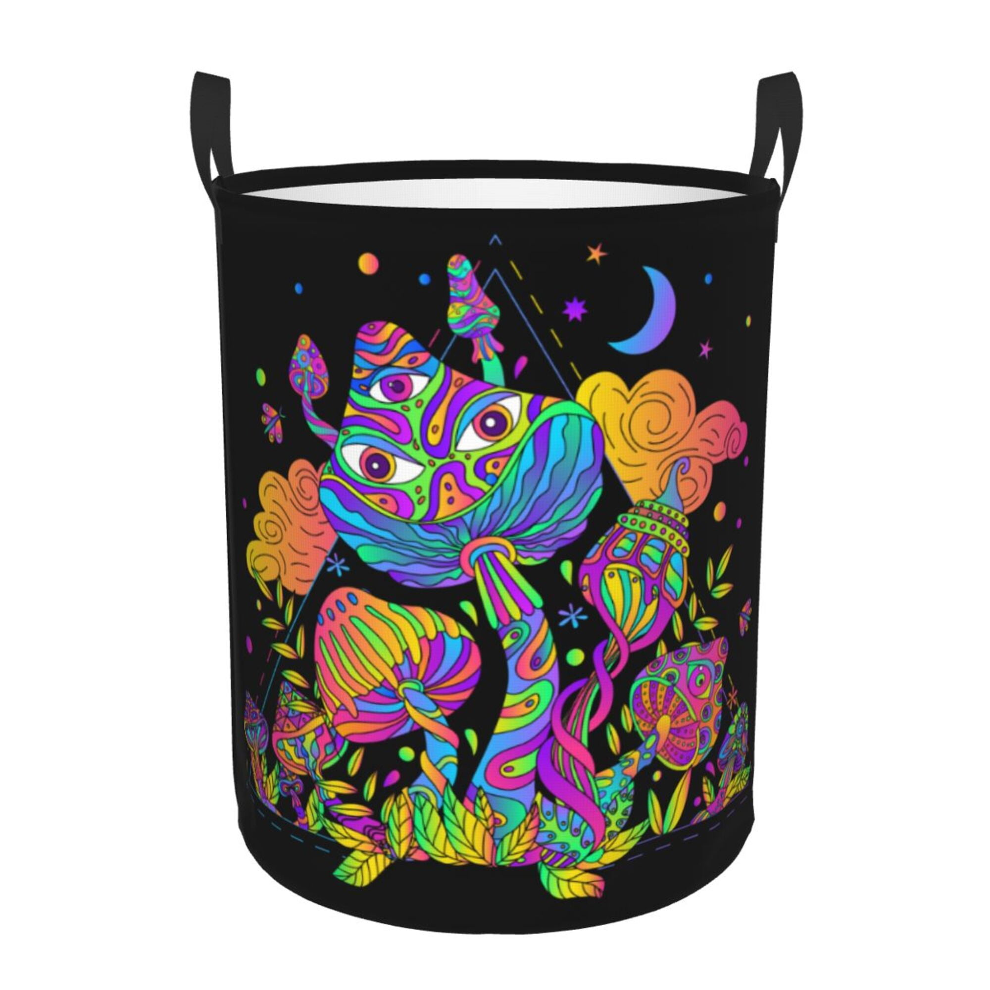TEQUAN Waterproof Laundry Hampers, Neon Colored Trippy Mushroom Pattern ...