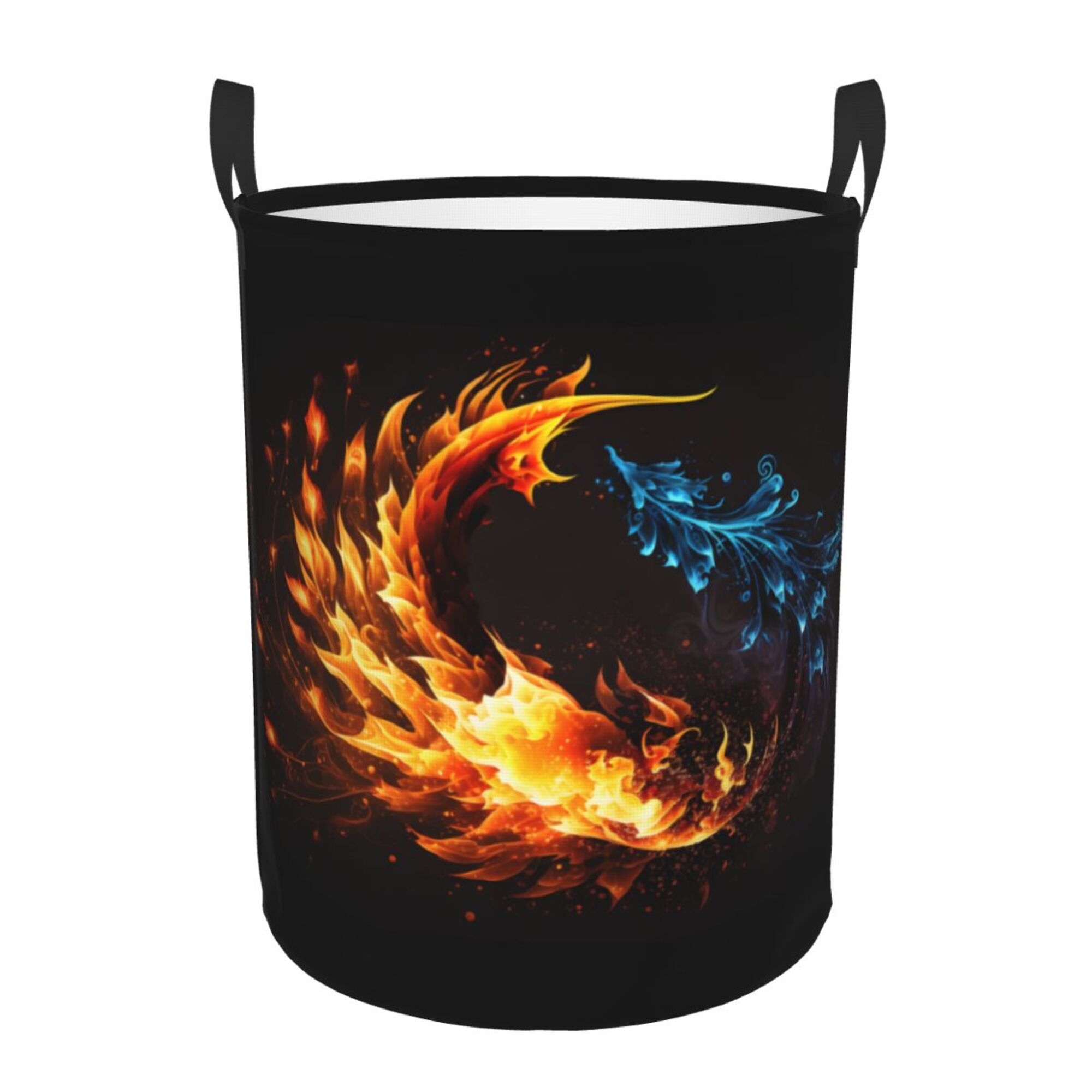 TEQUAN Waterproof Laundry Hampers, Orange Blue Fire Bird Pattern ...