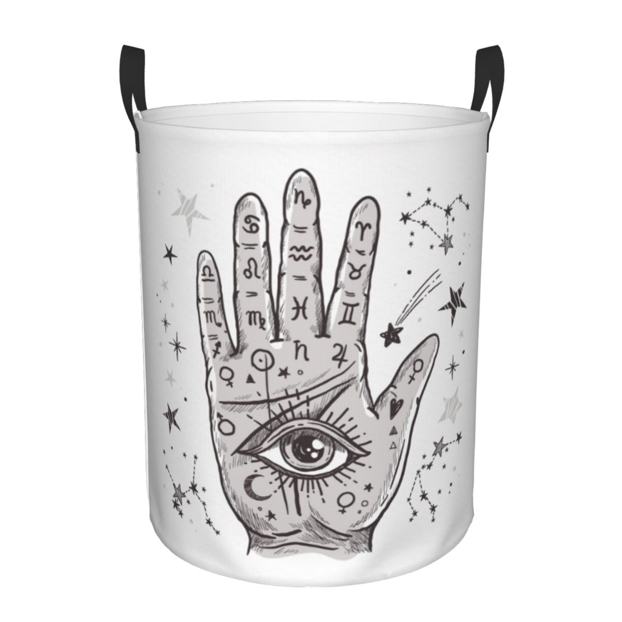 TEQUAN Waterproof Laundry Hampers, Palmistry with Zodiac Signs and Eye ...