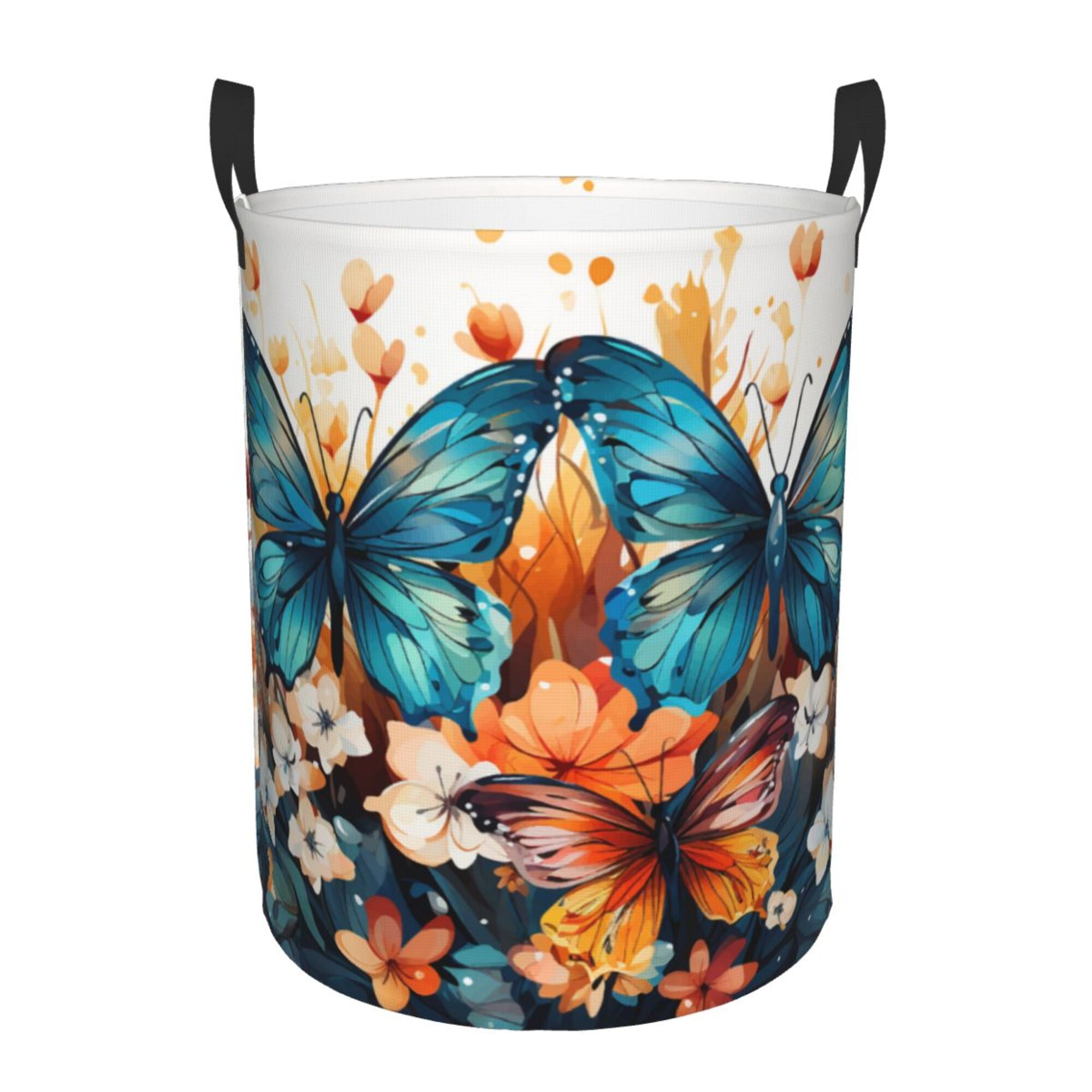 TEQUAN Waterproof Laundry Hampers, Pink Exotic Butterfly Flowers ...