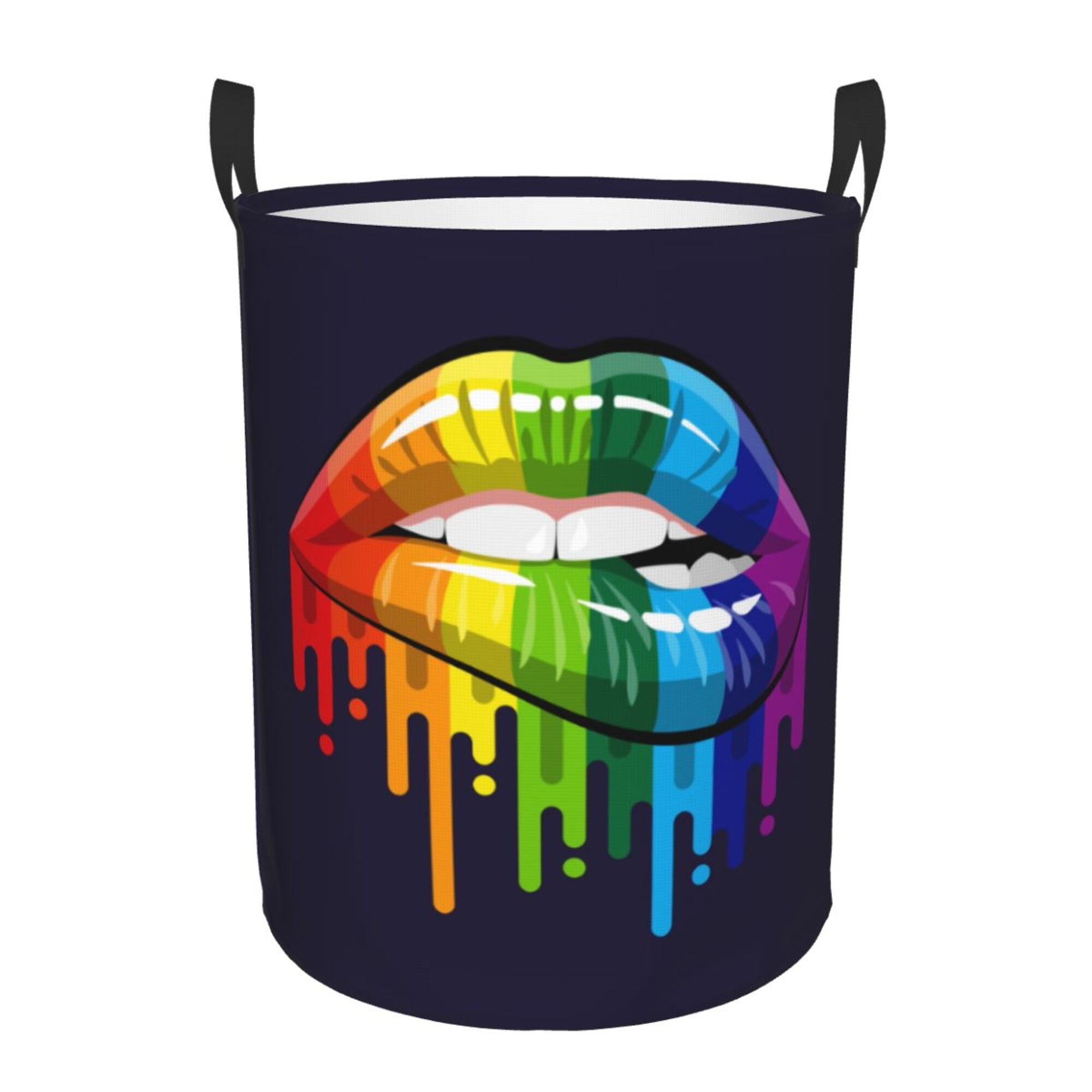 TEQUAN Waterproof Laundry Hampers, Pride Rainbow Lips Pattern Clothes ...