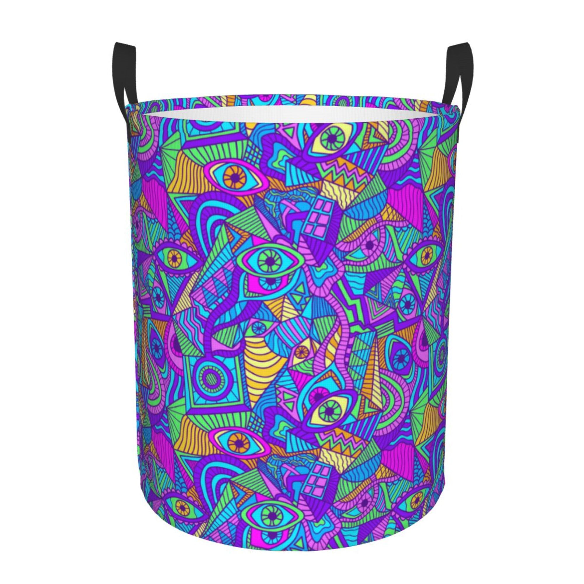 TEQUAN Waterproof Laundry Hampers, Psychedelic Colorful Eyes Pattern ...