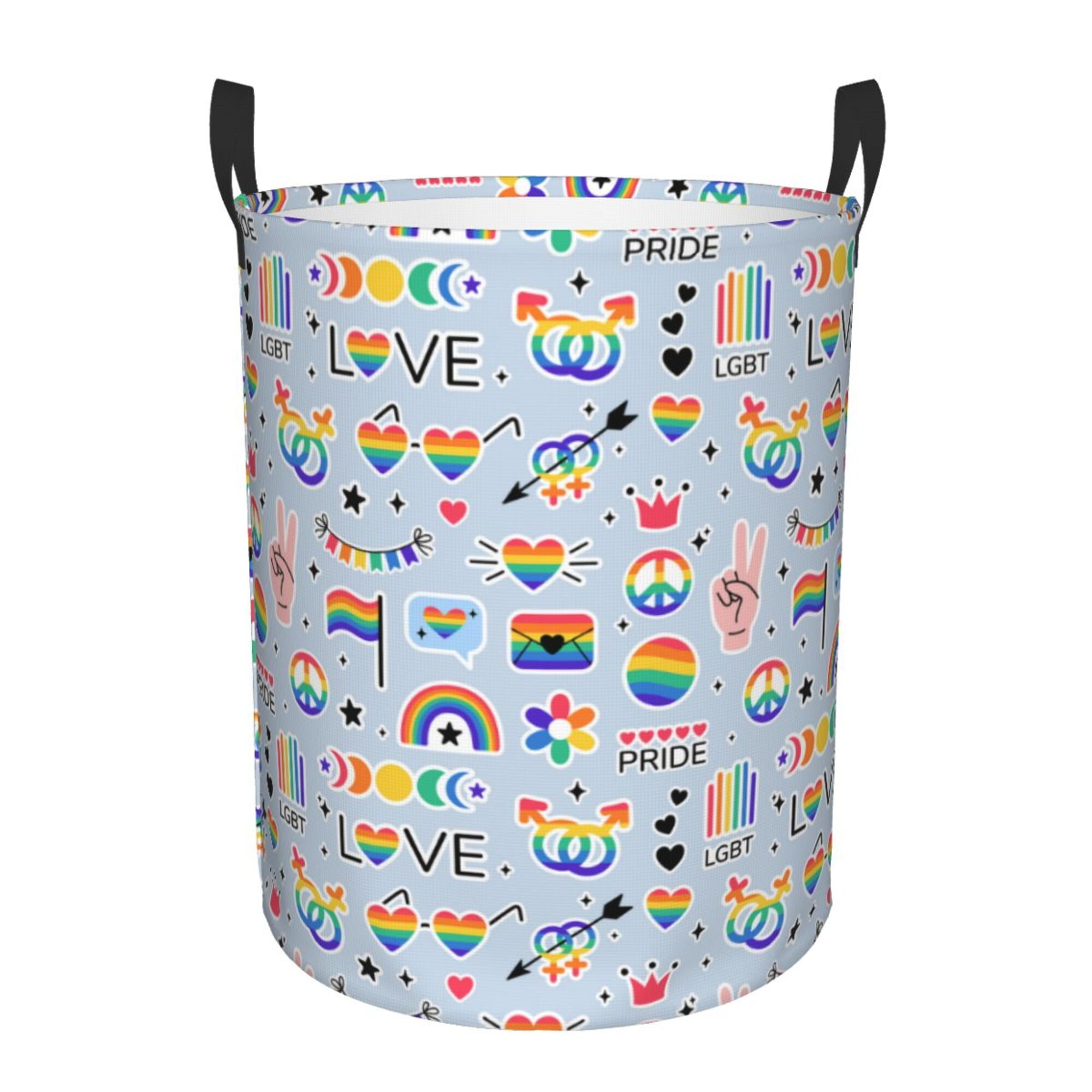 TEQUAN Waterproof Laundry Hampers, Rainbow Lgbt Pride Doodle Sticker ...
