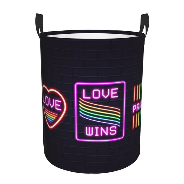 TEQUAN Waterproof Laundry Hampers, Rainbow Neon Lgbt Pride Pattern ...
