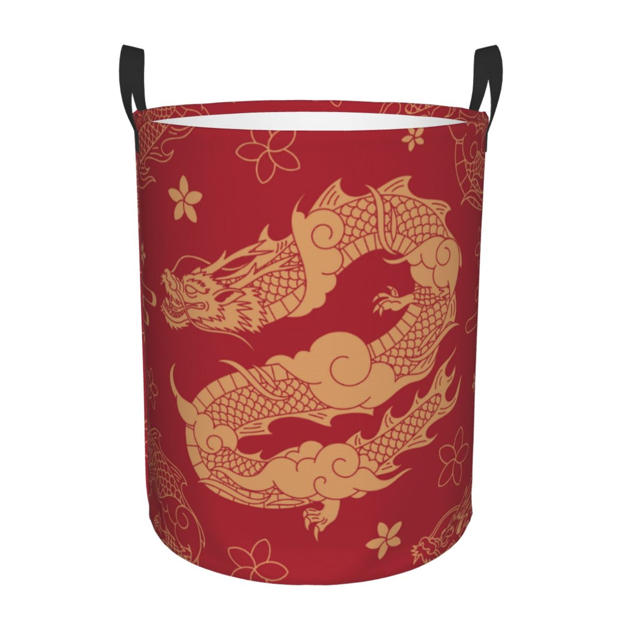 TEQUAN Waterproof Laundry Hampers, Red Chinese Dragon Pattern Clothes ...