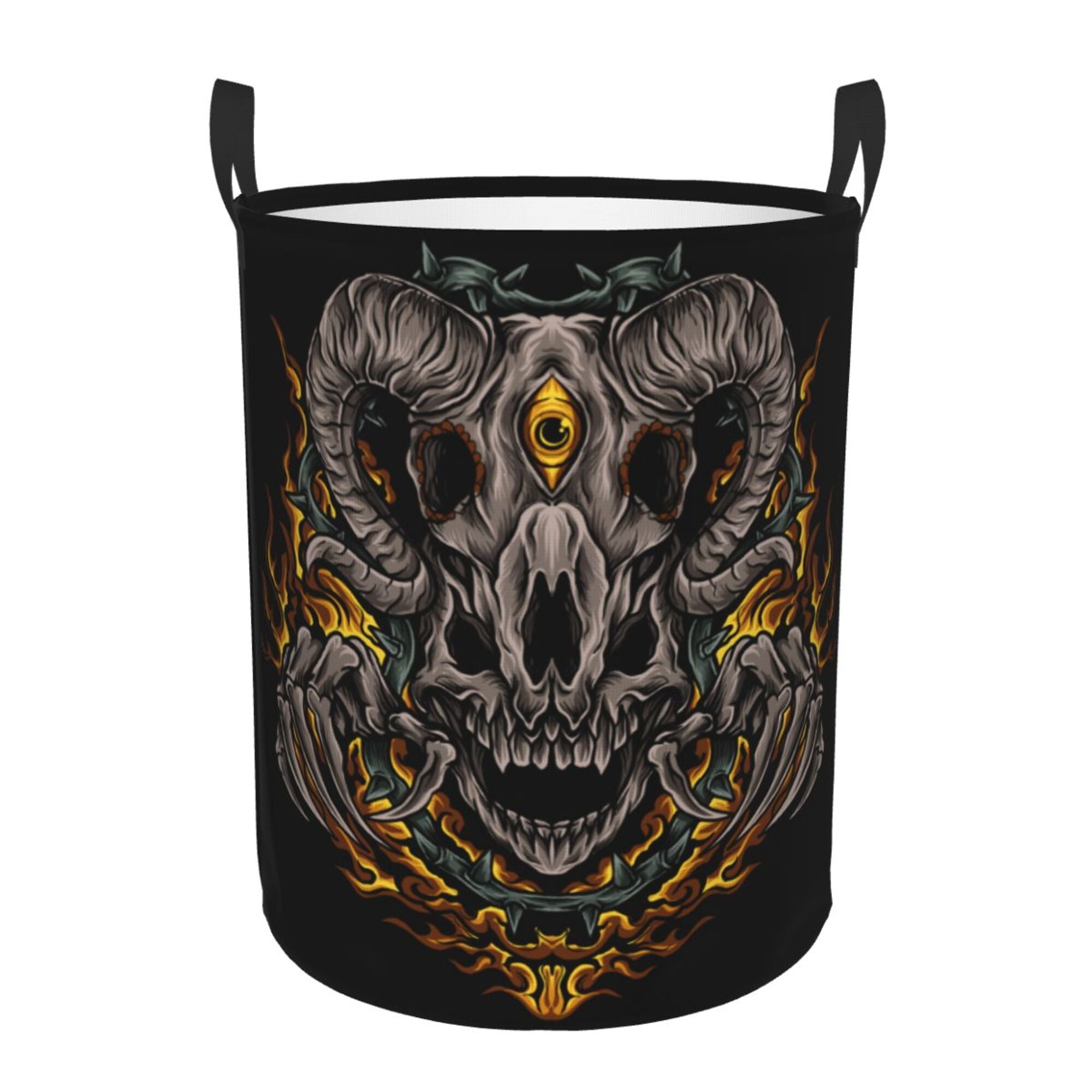 TEQUAN Waterproof Laundry Hampers, Red Fire Evil Skull Satanic Pattern ...