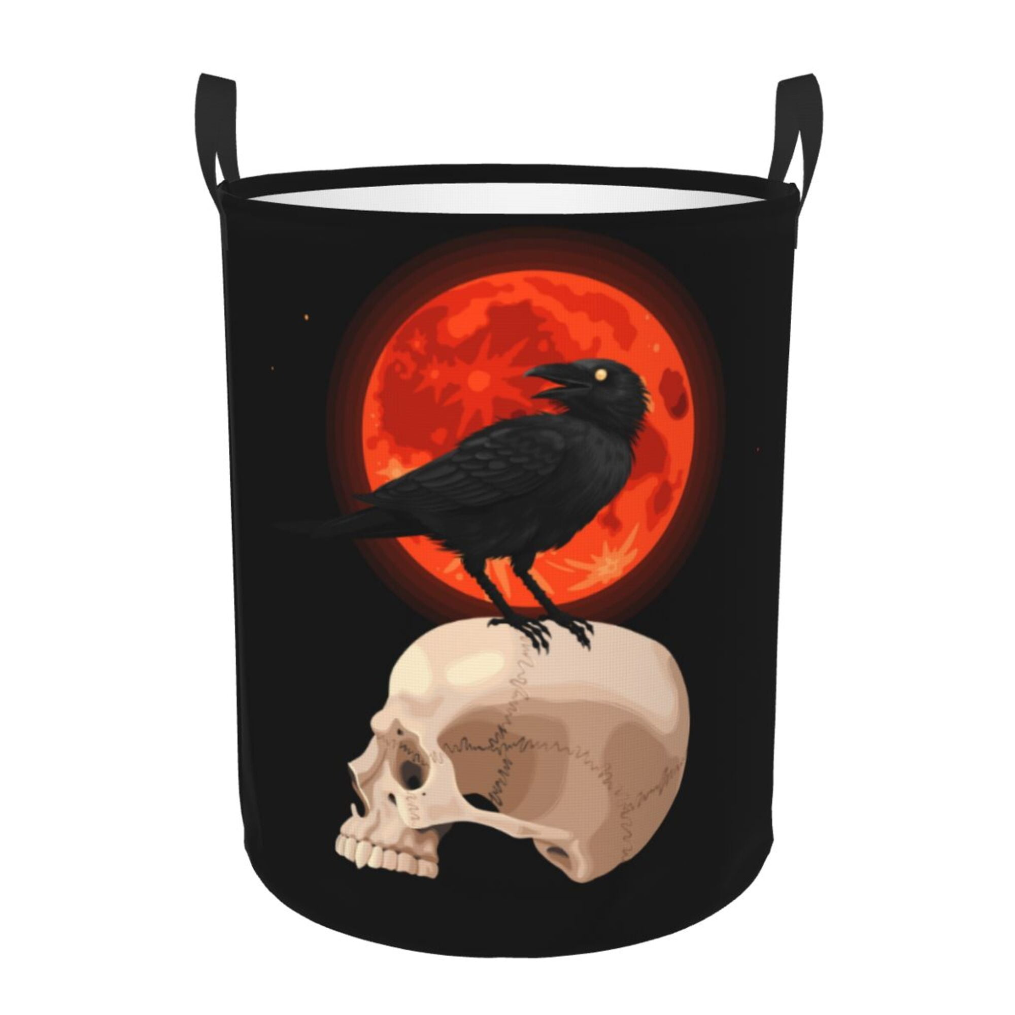 TEQUAN Waterproof Laundry Hampers, Red Moon Crow and Skull Pattern ...