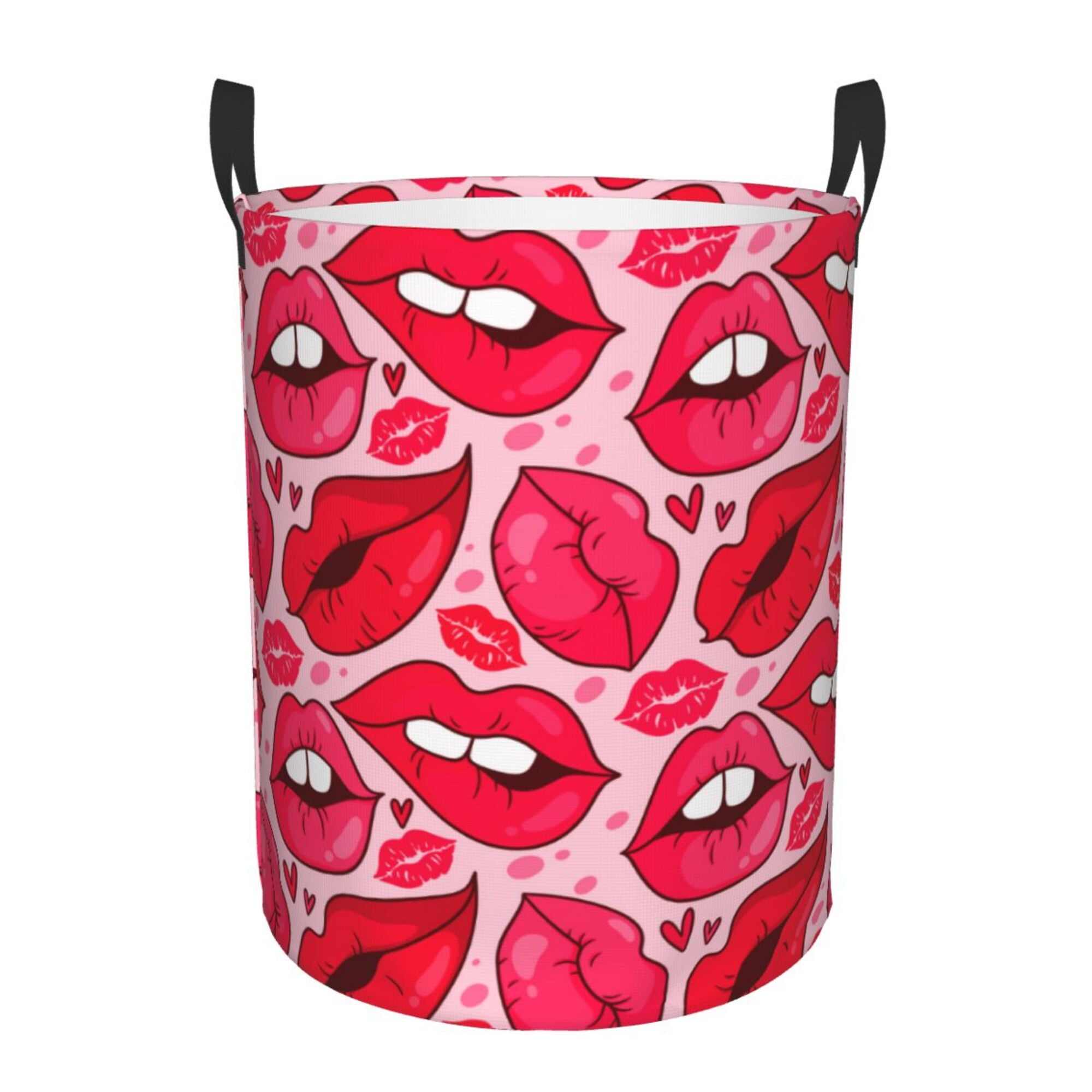 TEQUAN Waterproof Laundry Hampers, Red Pink Lips Pattern Clothes ...
