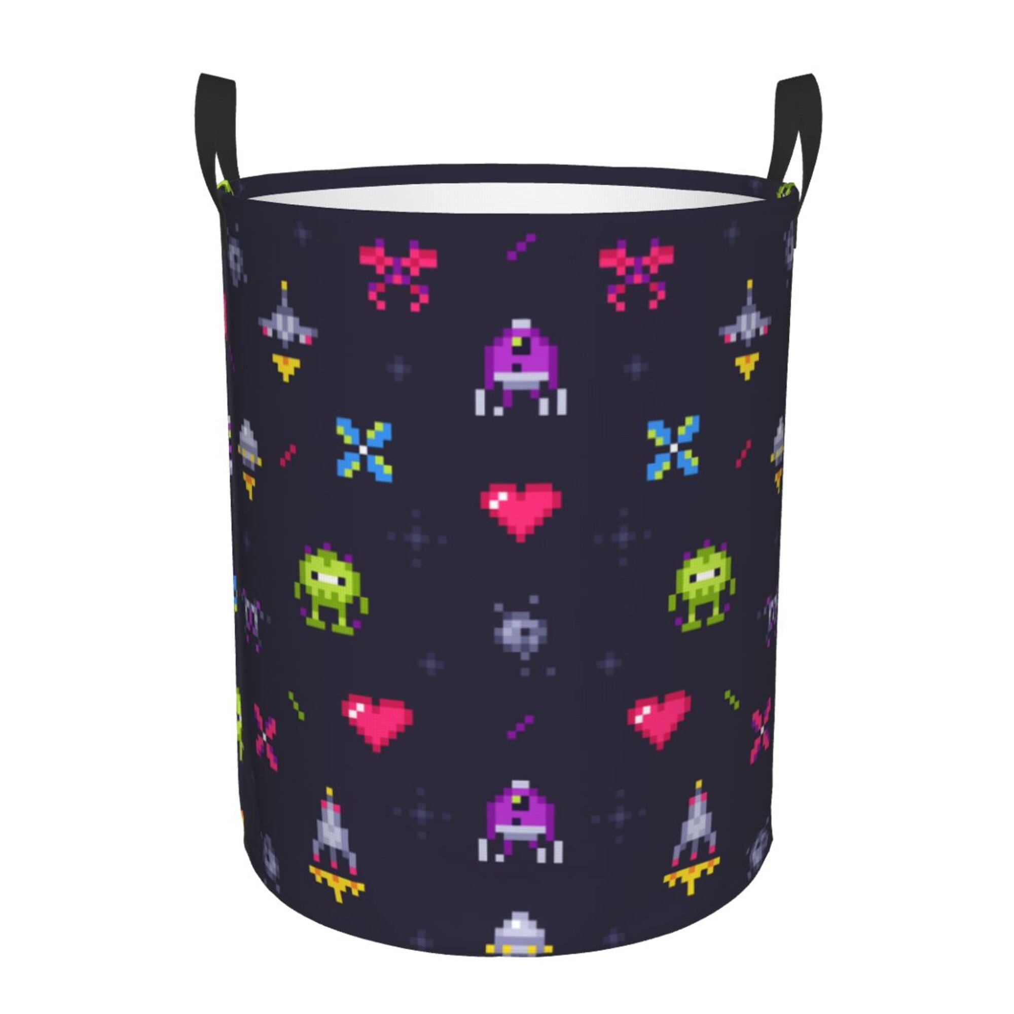 TEQUAN Waterproof Laundry Hampers, Retro Pixels Arcade Game Pattern ...