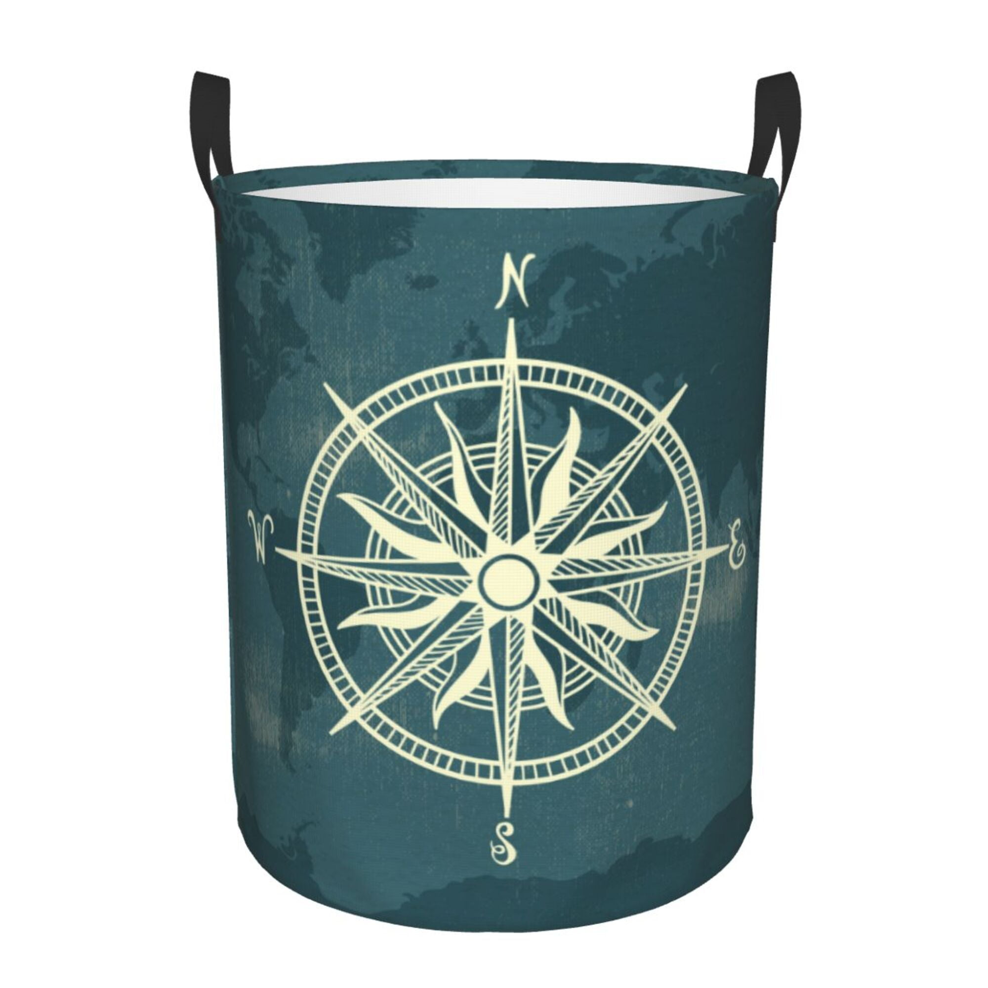 TEQUAN Waterproof Laundry Hampers, Retro World Map Compass Pattern ...