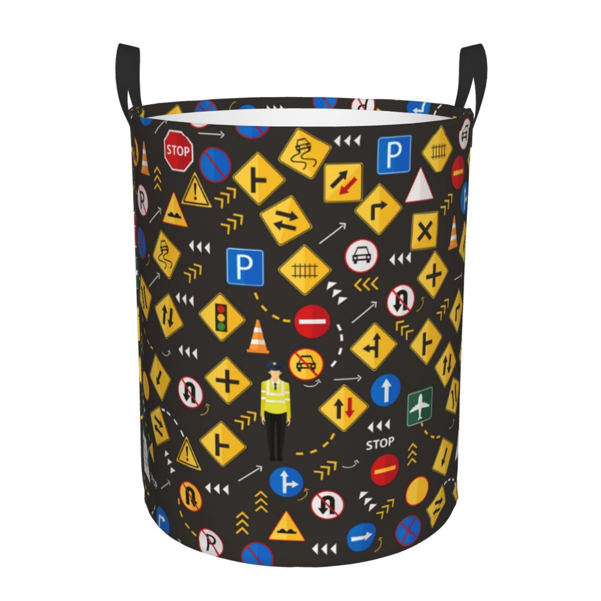 TEQUAN Waterproof Laundry Hampers, Road Safety Traffic Signs Pattern ...