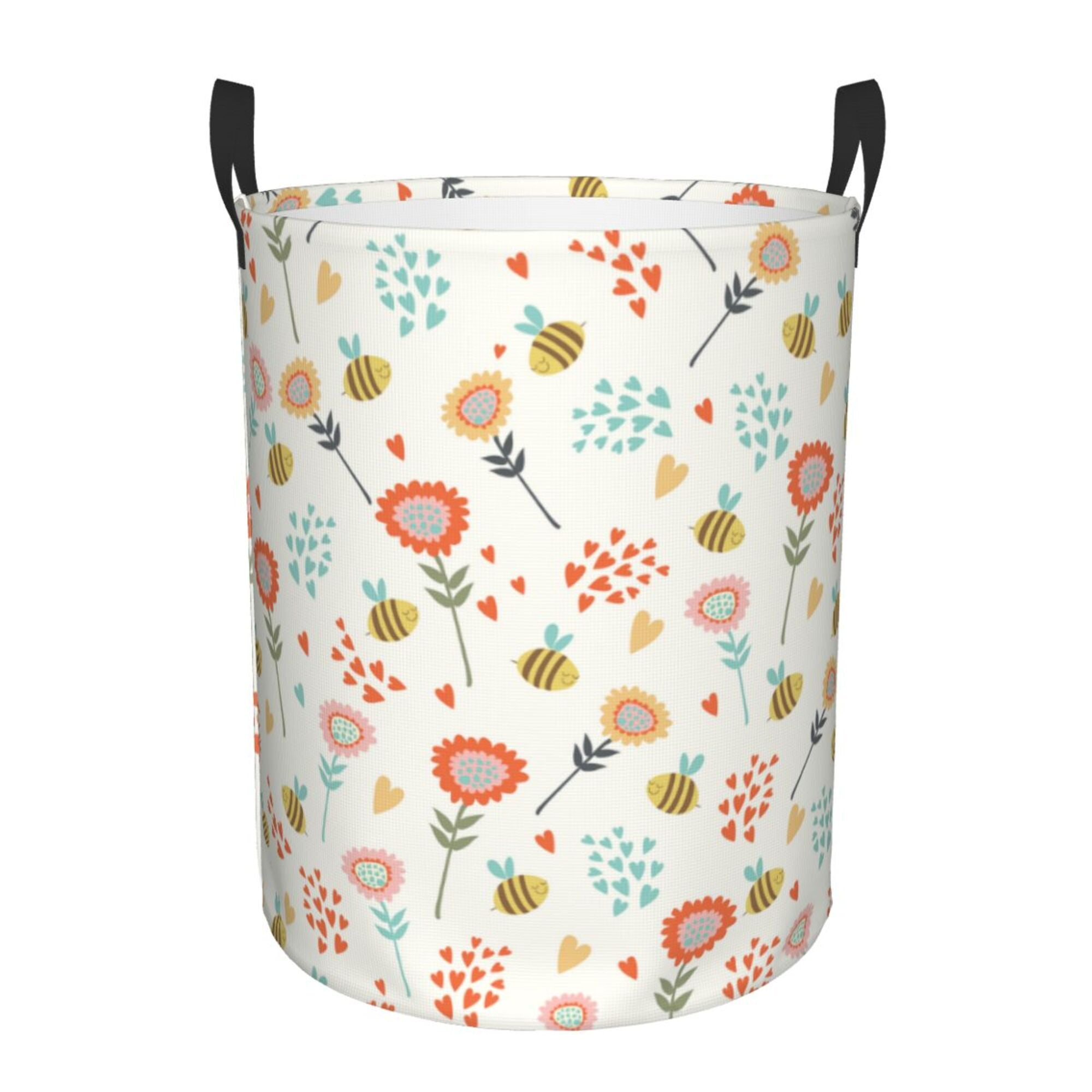 TEQUAN Waterproof Laundry Hampers, Spring Flowers and Bees Pattern ...