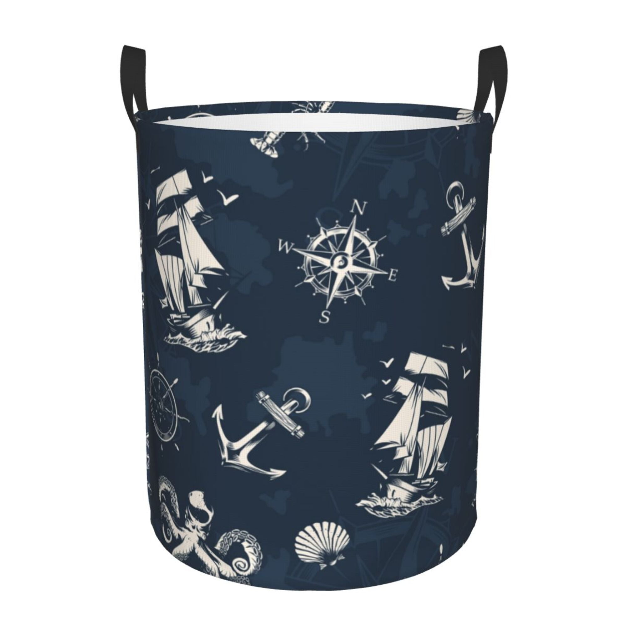 TEQUAN Waterproof Laundry Hampers, Vintage Nautical Compass Anchor ...