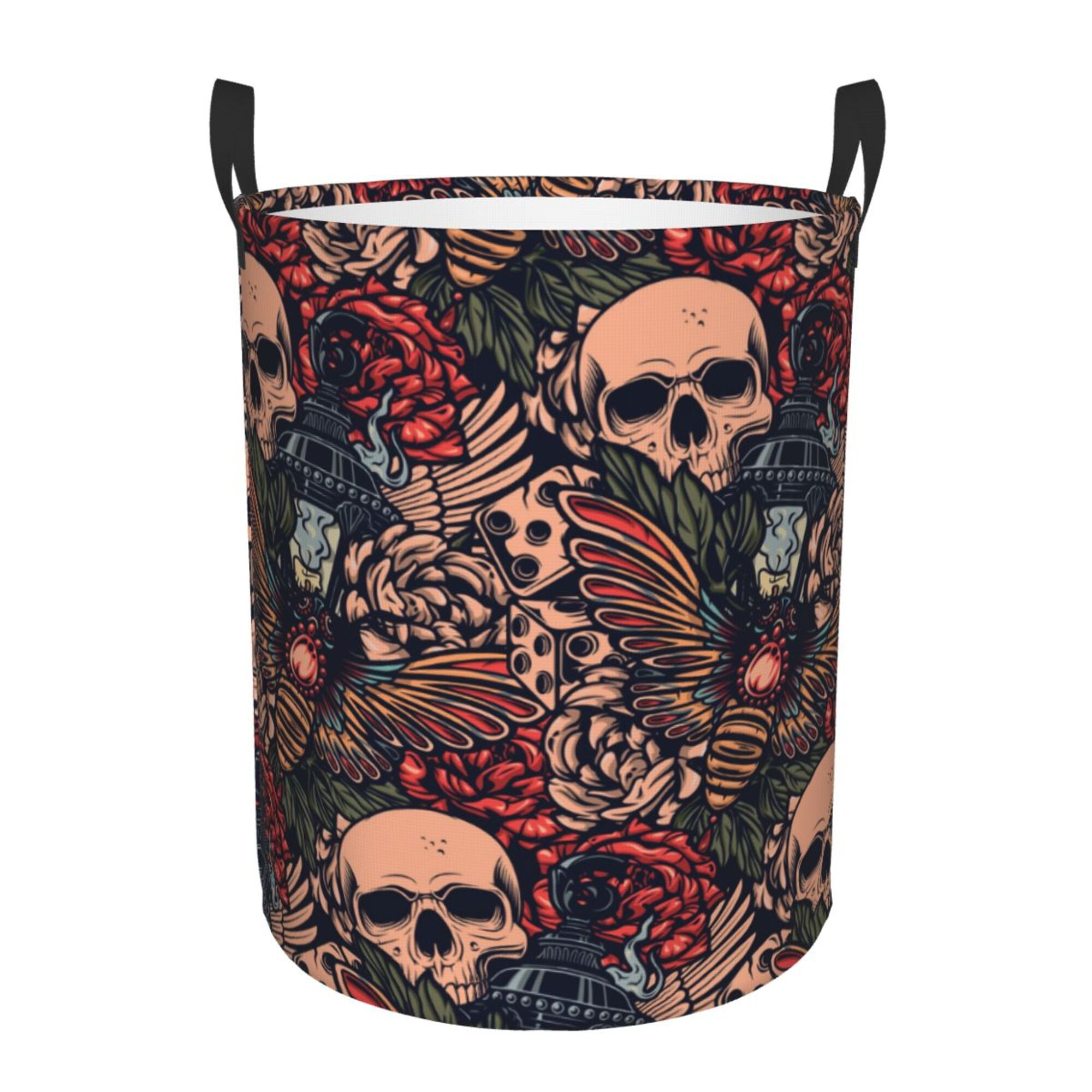 TEQUAN Waterproof Laundry Hampers, Vintage Red Skull Flowers Pattern ...
